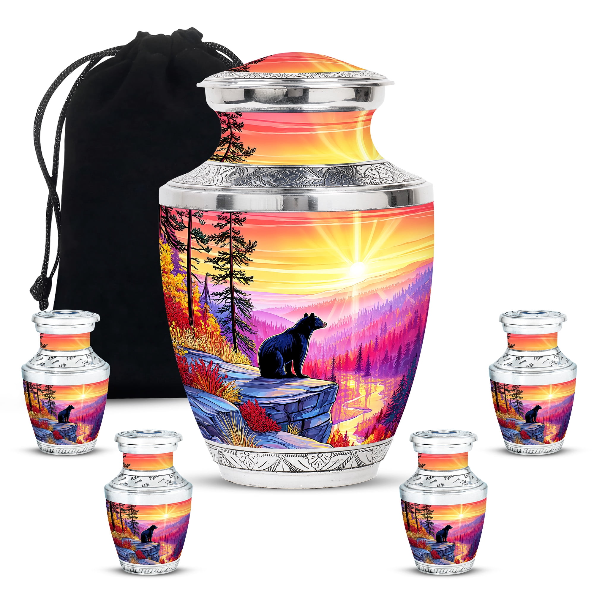 Yatskia Sunset Bear Mini Cremation Urns for Human Ashes Adult Male and ...