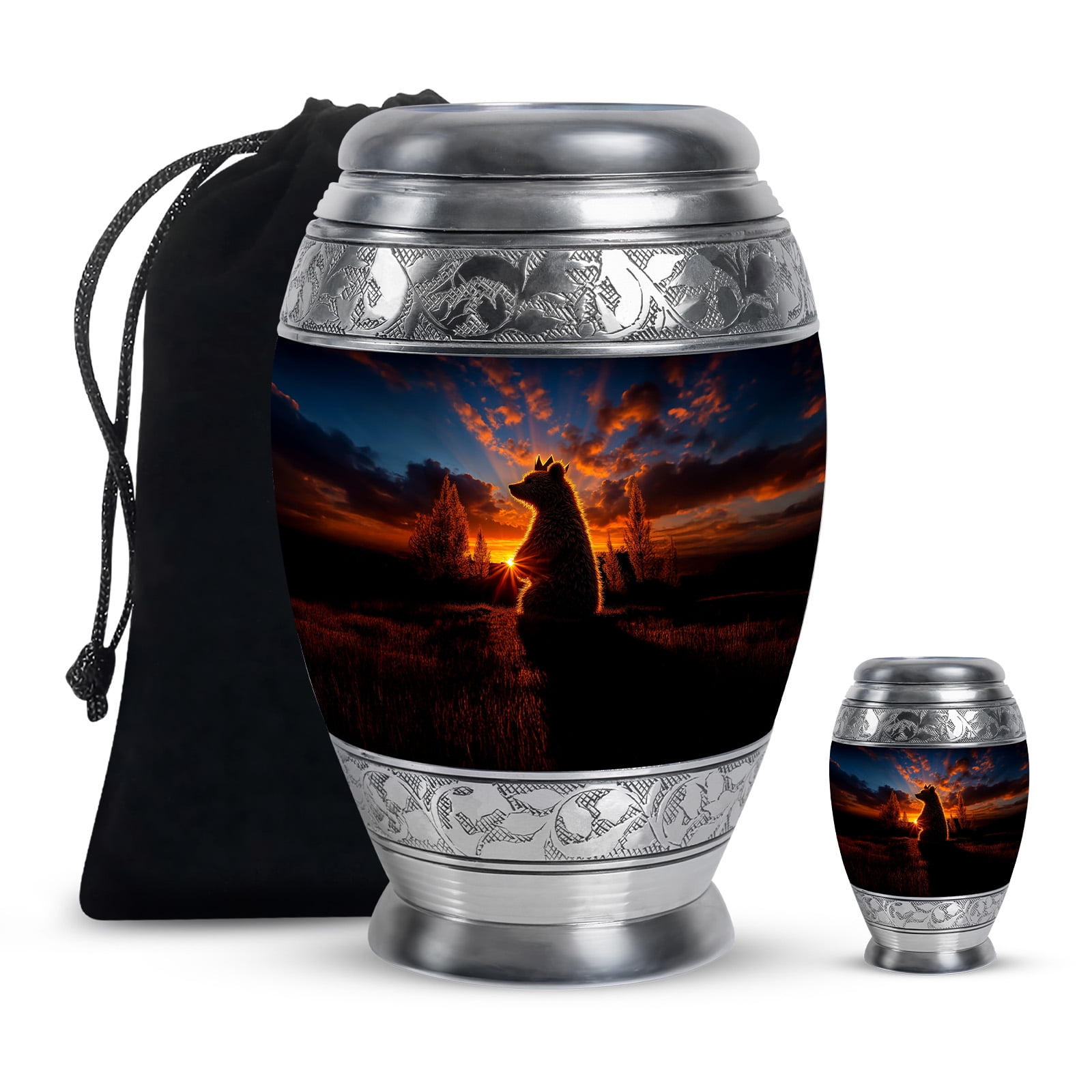 Yatskia Sunset Crown Teddy Bear Decorative Large Memorial Urns for ...