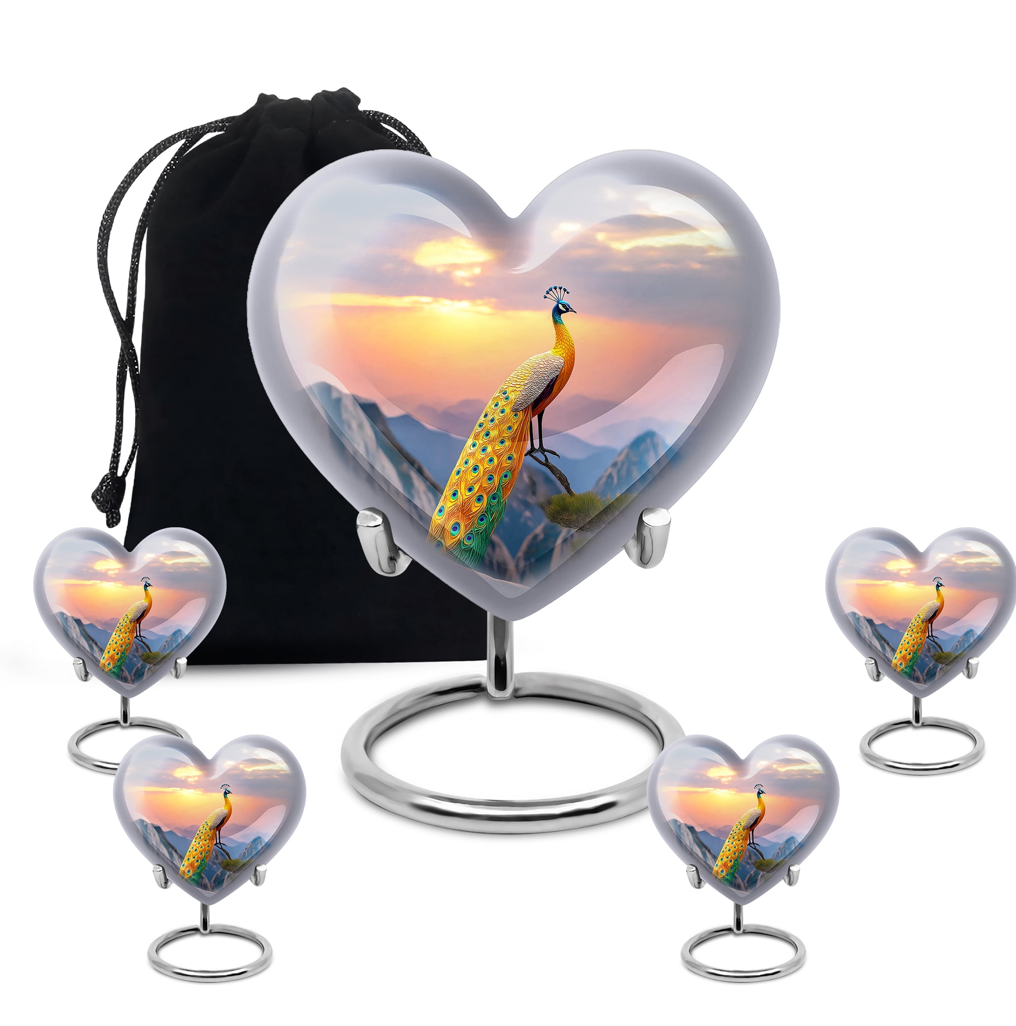 Yatskia Sunset Golden Peacock Little Keepsake Urn for Adult Ashes ...