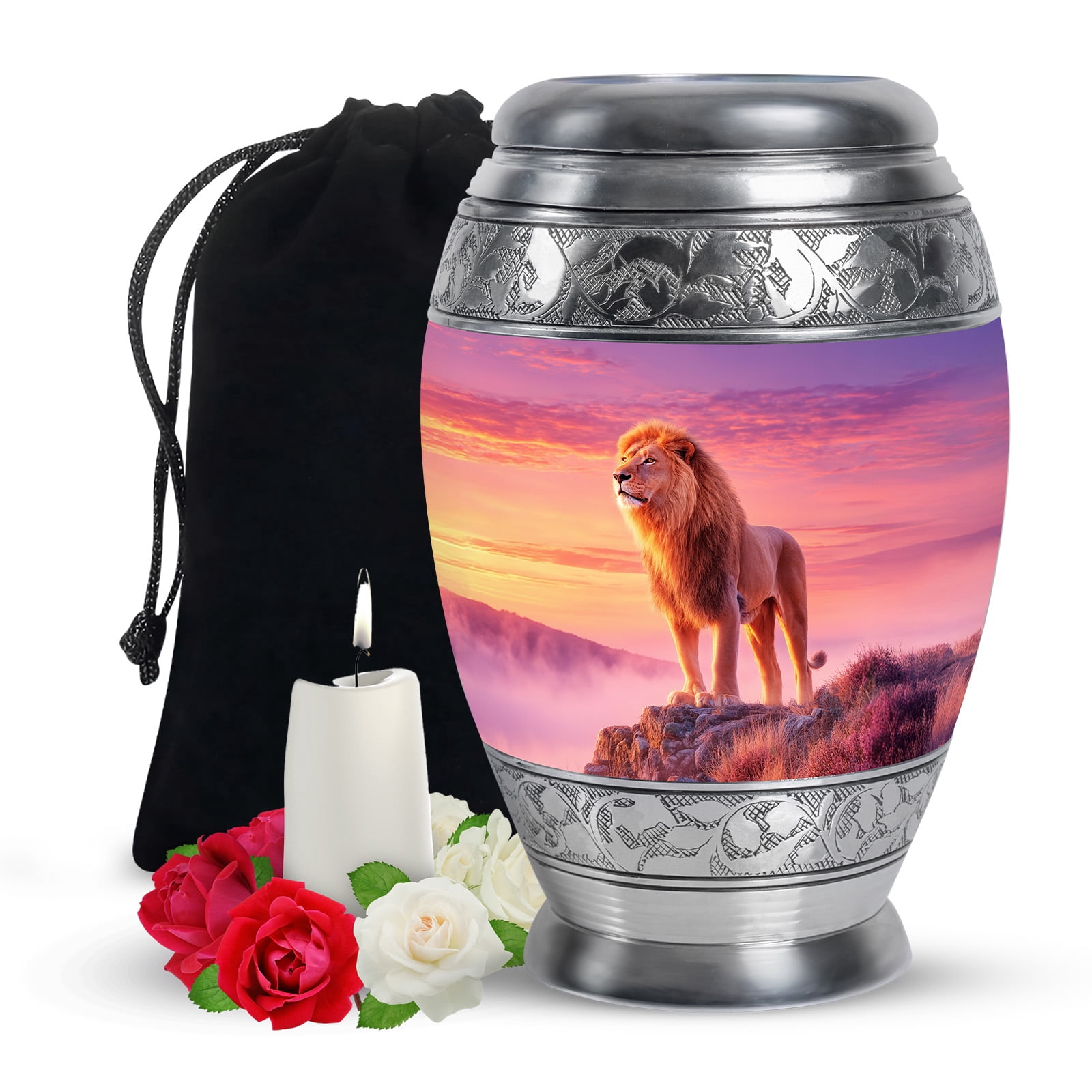 Yatskia Sunset Lion Cremation Urns for Human Ashes Adult Man, Large ...