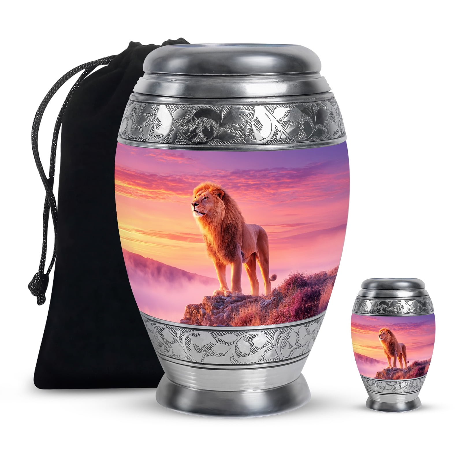 Yatskia Sunset Lion Decorative Large Memorial Urns for Human Ashes ...