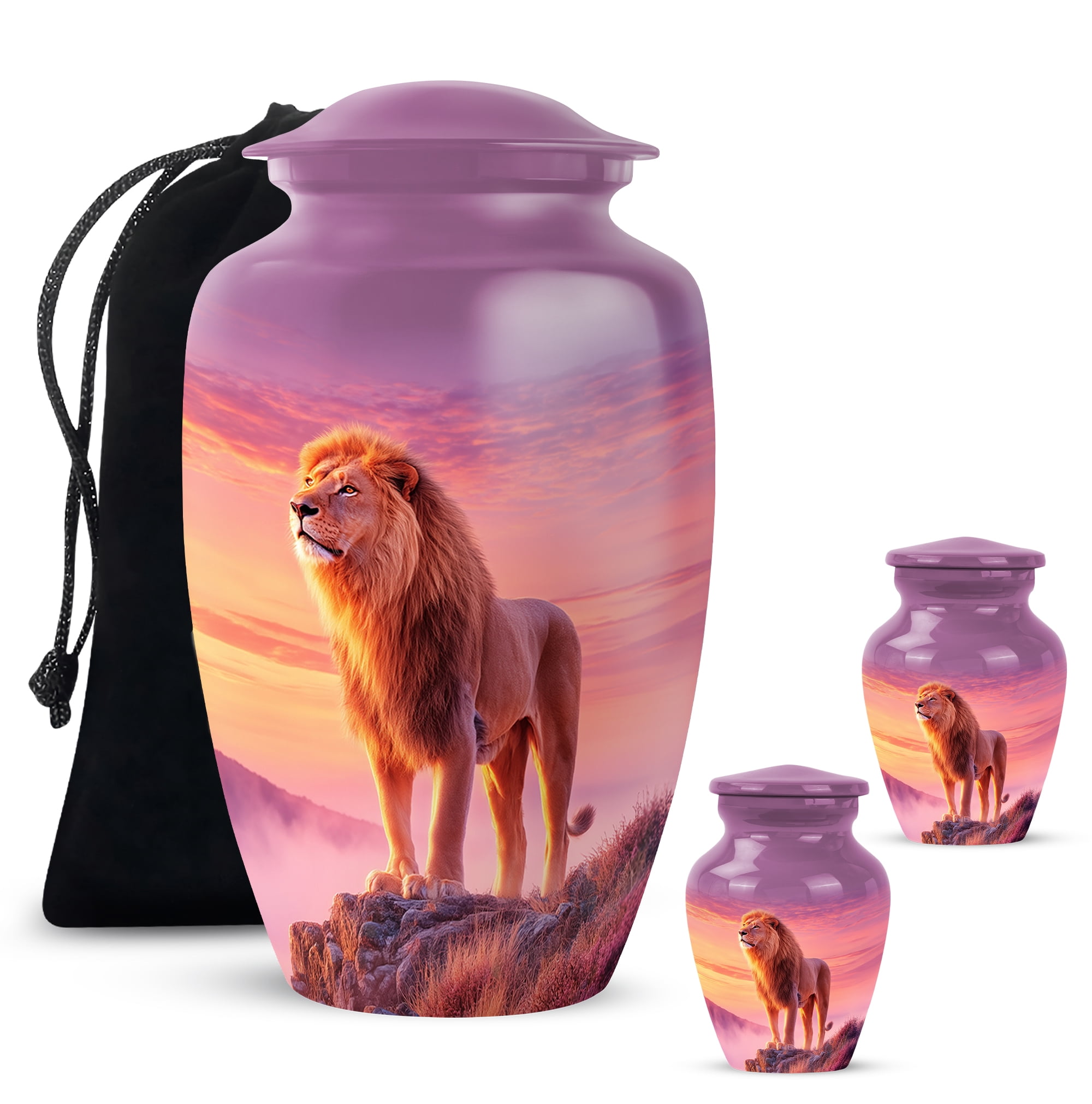 Yatskia Sunset Lion at Spring Decorative Large Memorial Urn for Ash ...