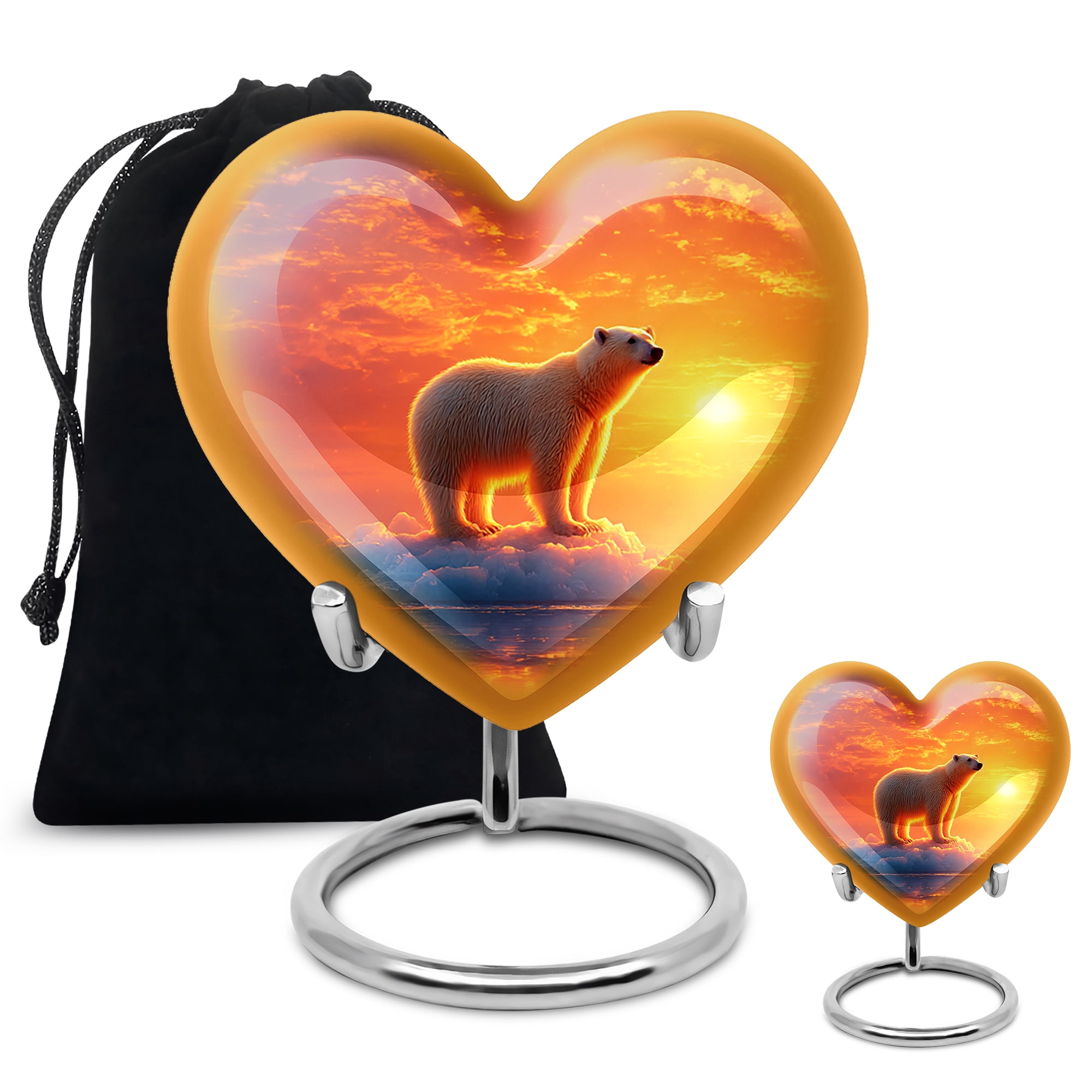 Yatskia Sunset Polar Bear Small Cremation Keepsake Urns for Human Ashes ...