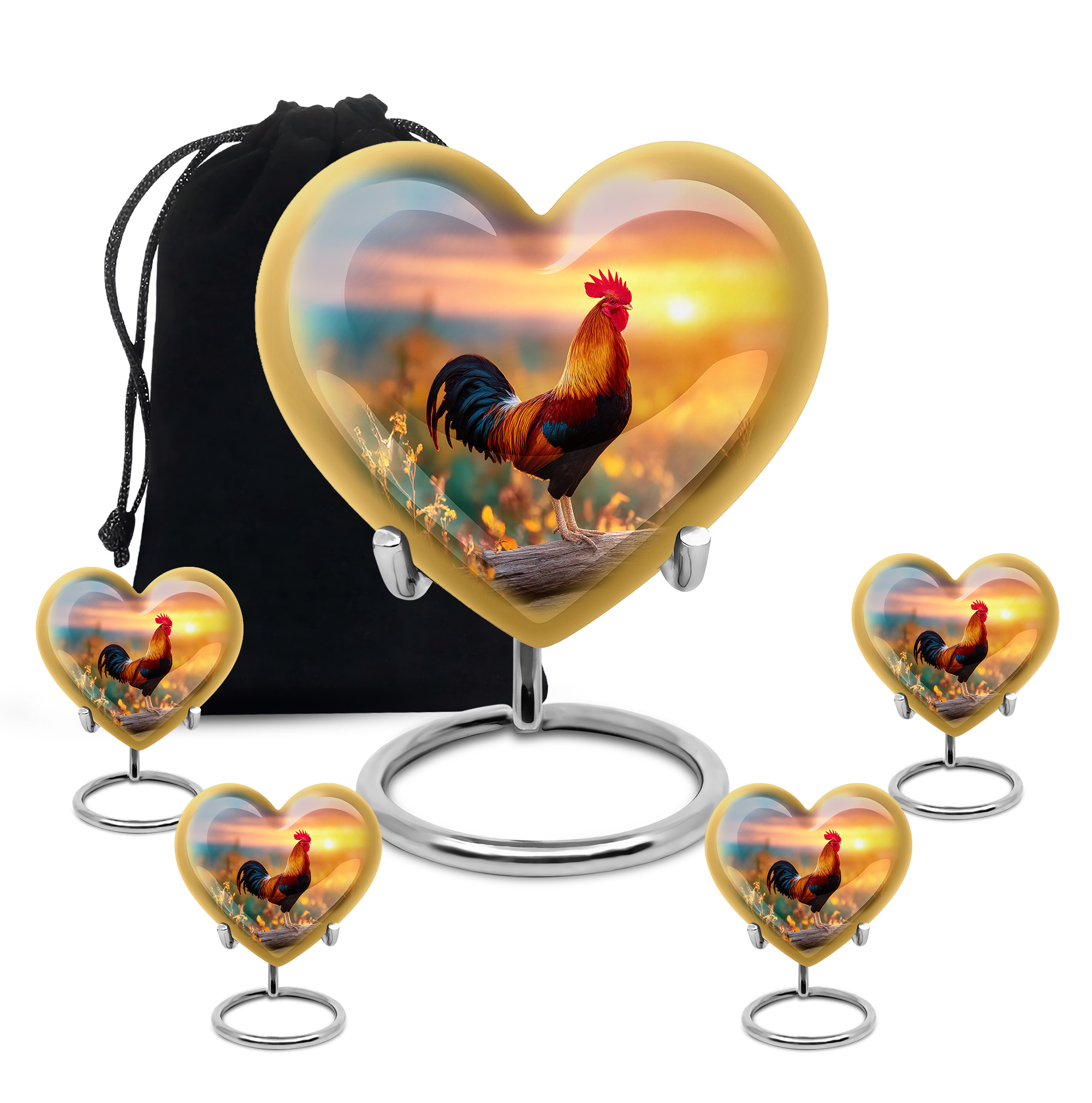 Yatskia Sunset Rooster Urns for Human Ashes Adult Man, Mini Cremation ...