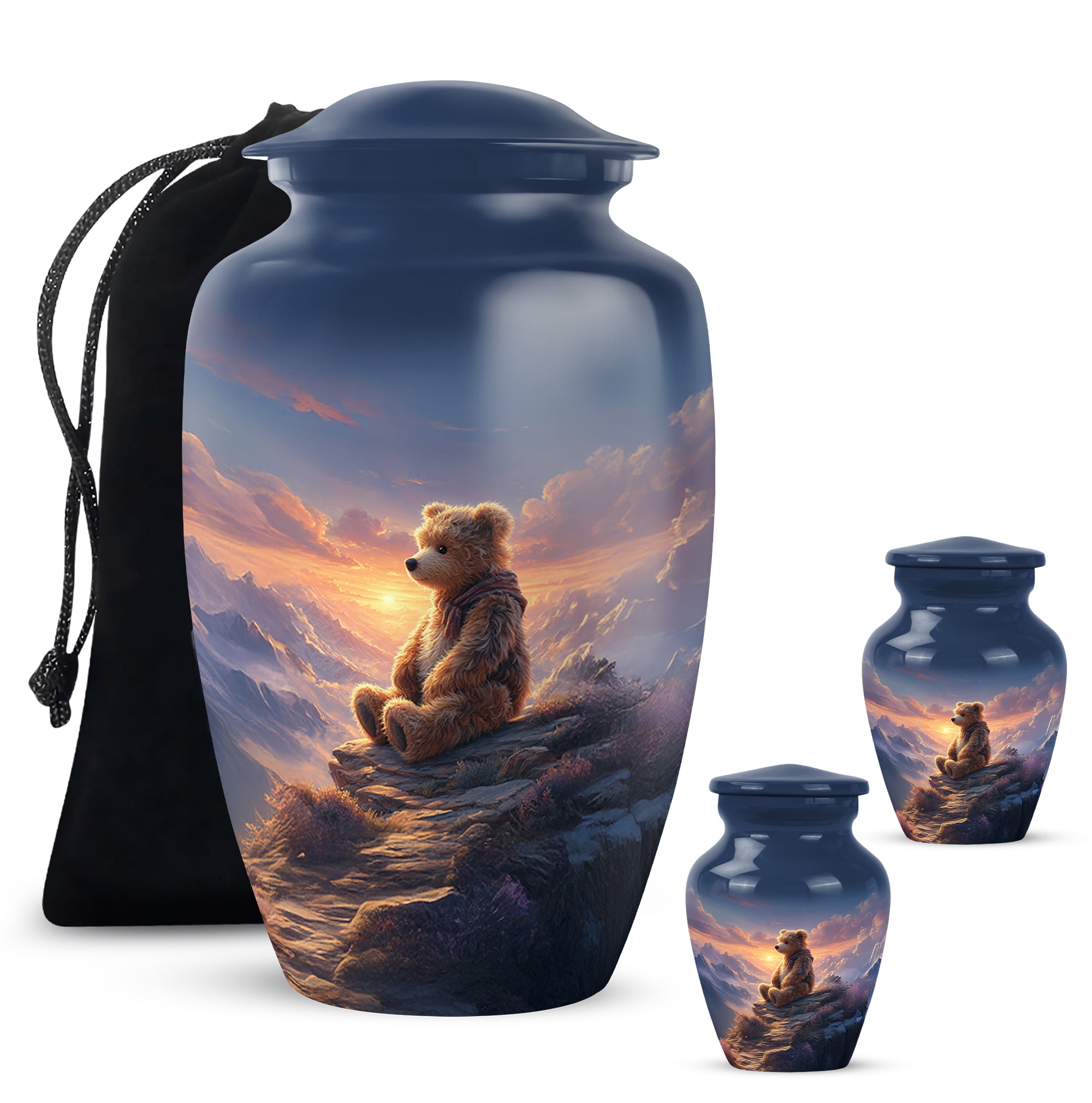 Yatskia Teddy Bear on Mountains Mini Memorial Keepsake Urns for Human ...