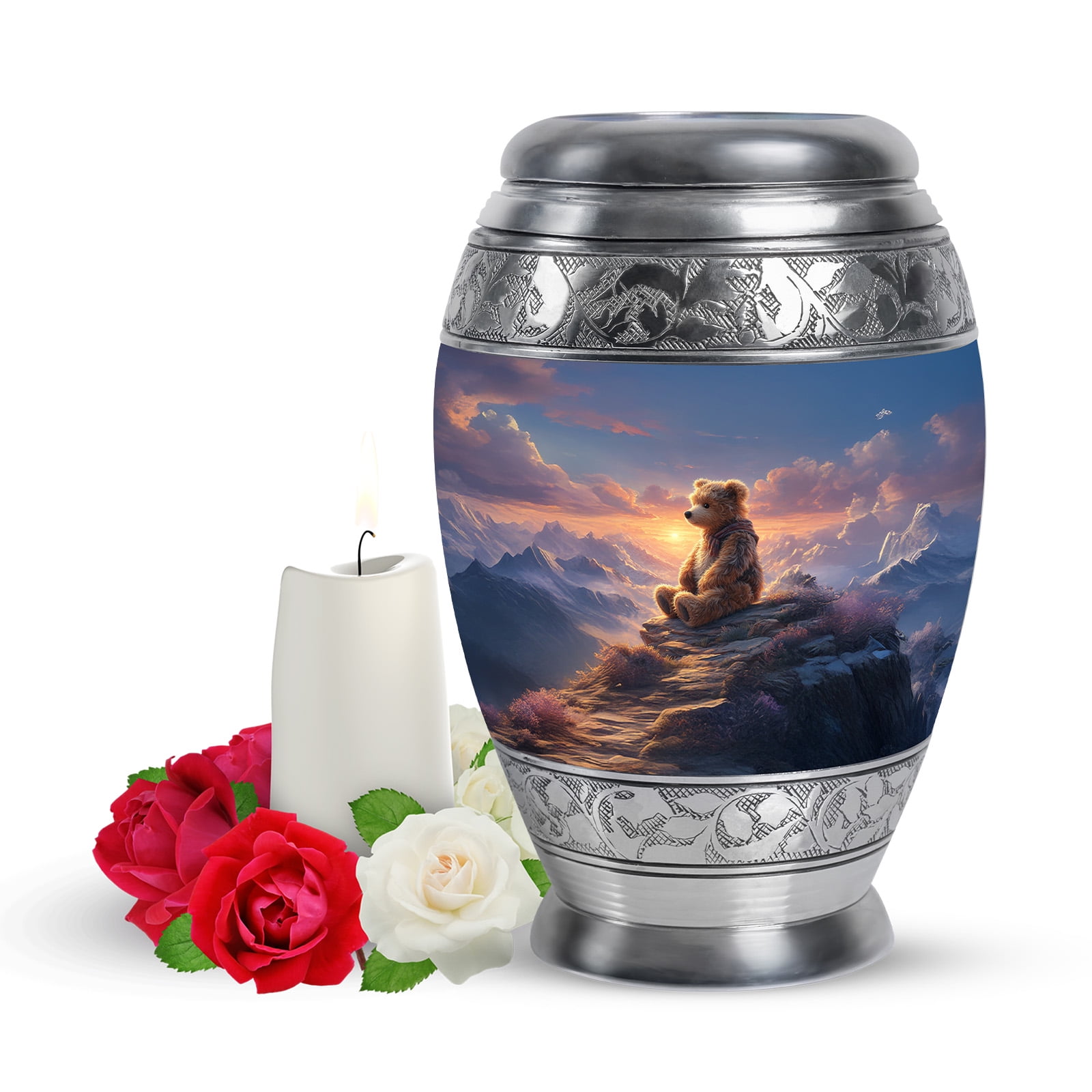 Yatskia Teddy Bear on Mountains Small Funeral Urns for Human Ashes ...