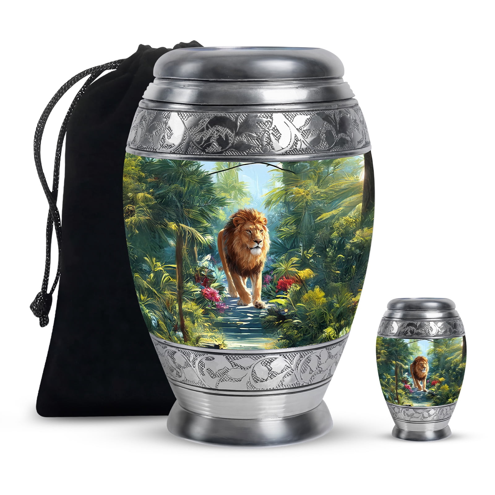 Yatskia Tropical Forest Lion Decorative Large Cremation Urns for Human ...