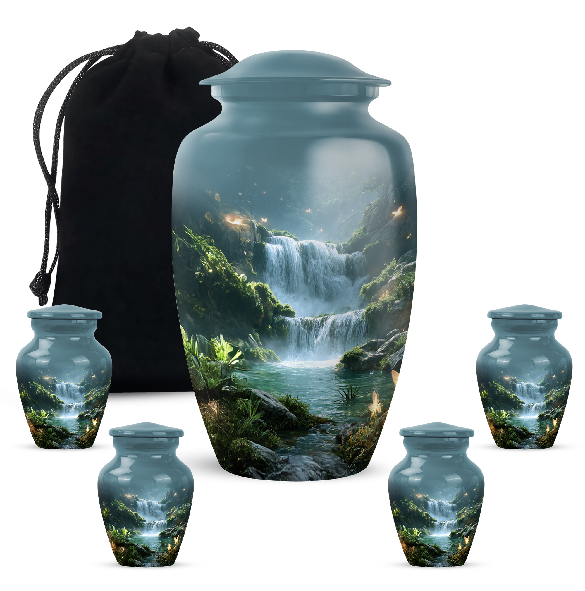 Yatskia Waterfall with Butterflies Little Funeral Keepsake Urns for ...