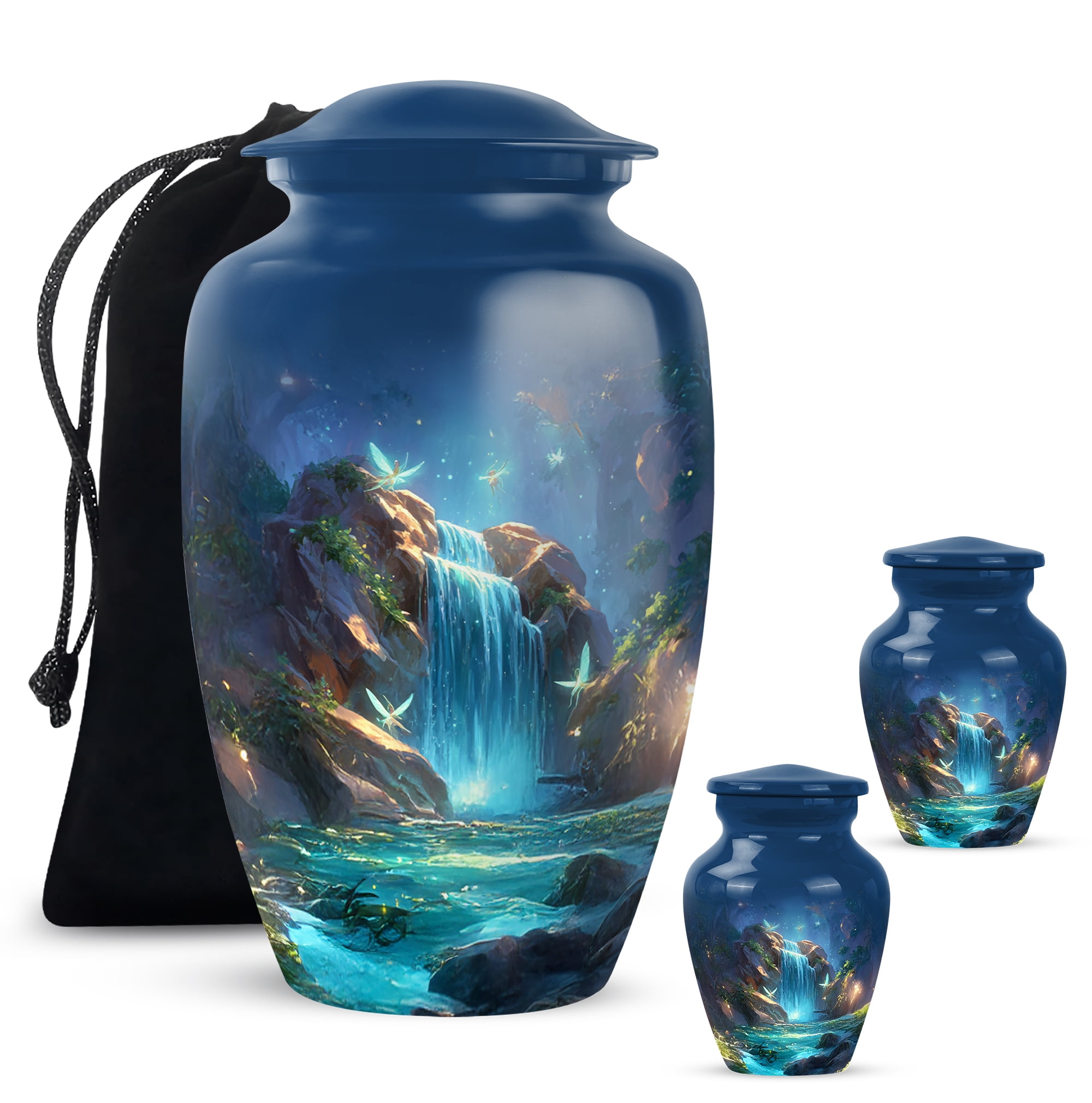 Yatskia Waterfall with Butterflies Mini Cremation Keepsake Urns for ...