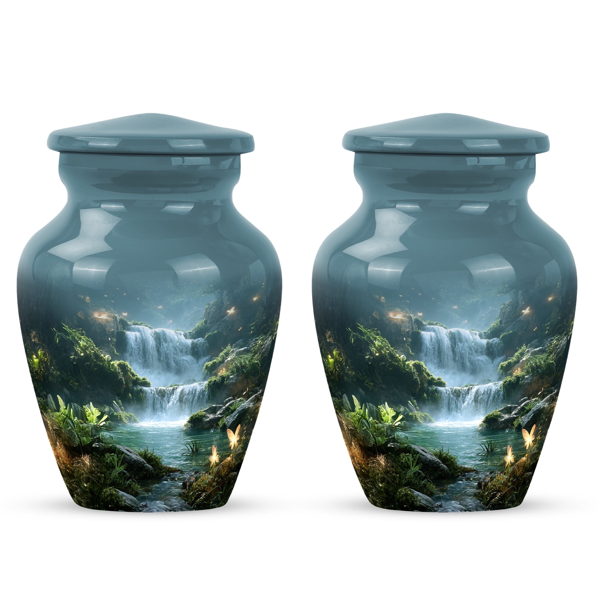 Yatskia Waterfall with Butterflies Small Funeral Keepsake Urns for ...