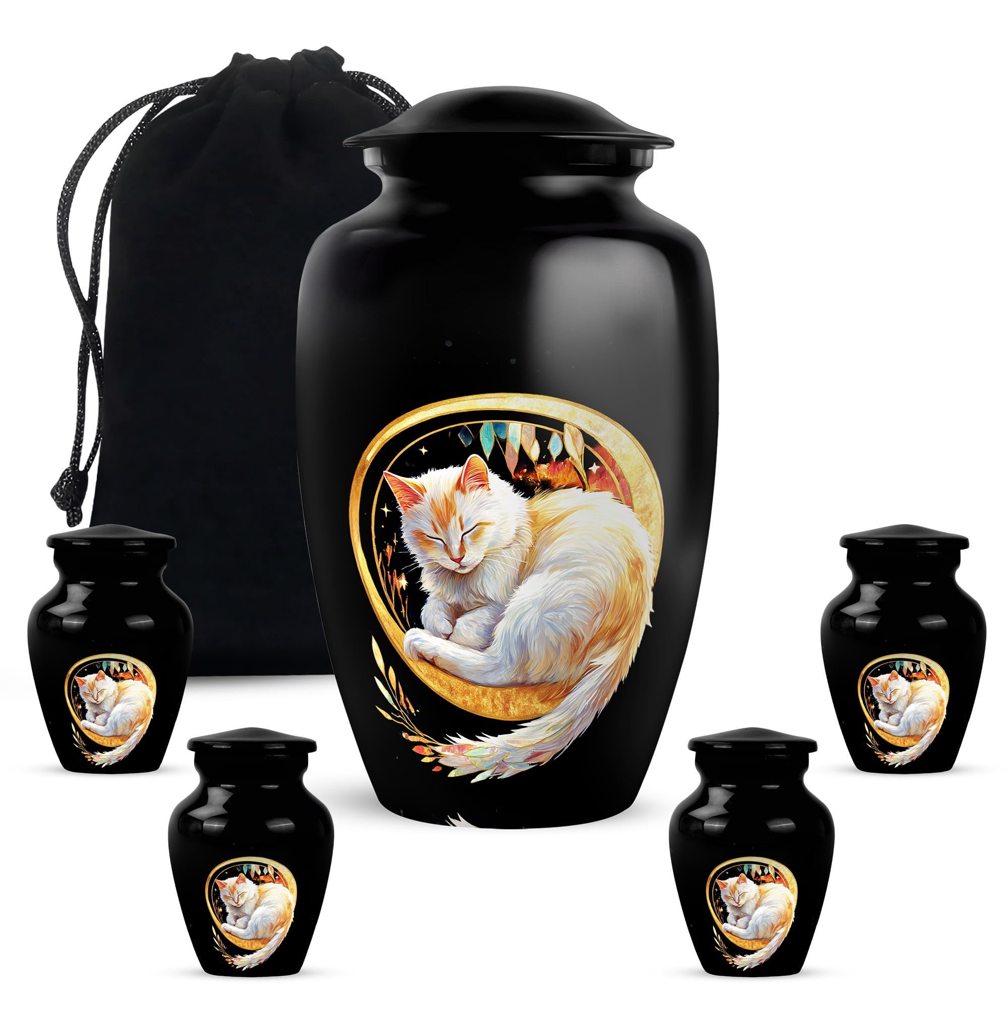 Yatskia White Cat Large Funeral Burial Urns for Human Ashes Adult ...