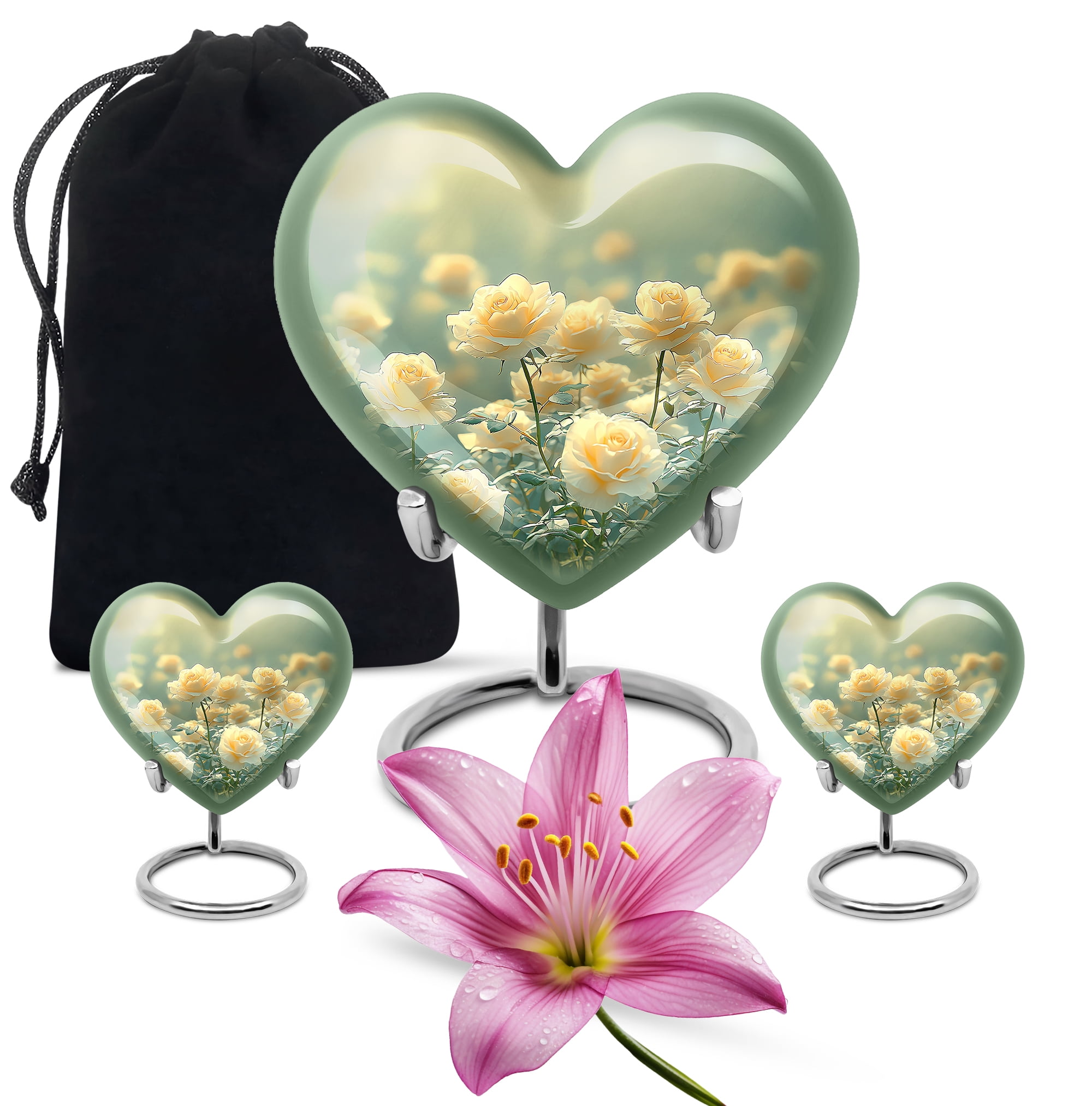 Yatskia White Rose Mini Funeral Keepsake Urns for Human Ashes Adult ...