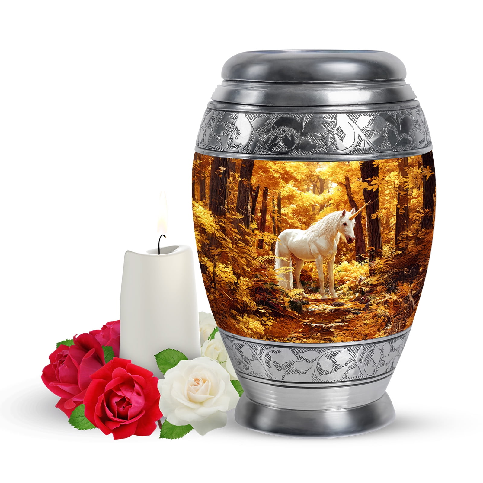 Yatskia White Unicorn at Spring Small Cremation Urns for Human Ashes ...