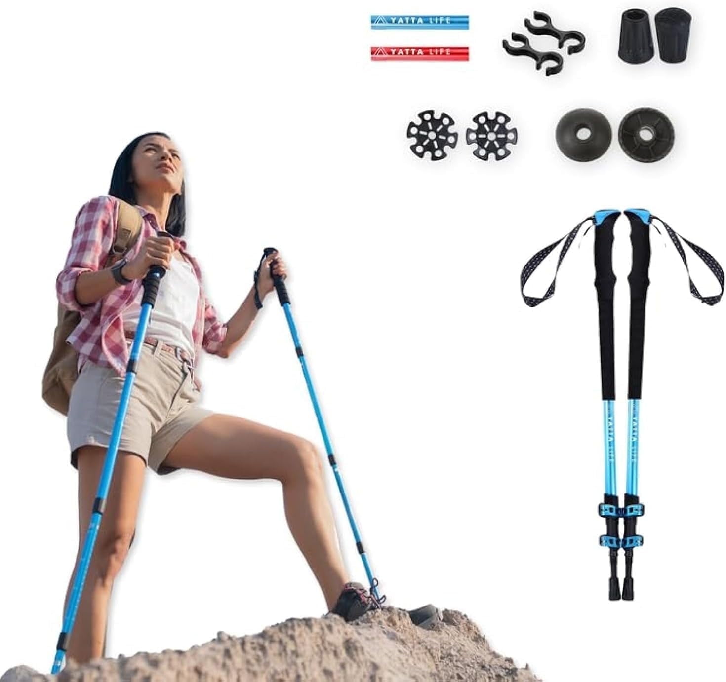 Yatta Life Adventure Pro Trekking Poles for Hiking, Walking Sticks for ...