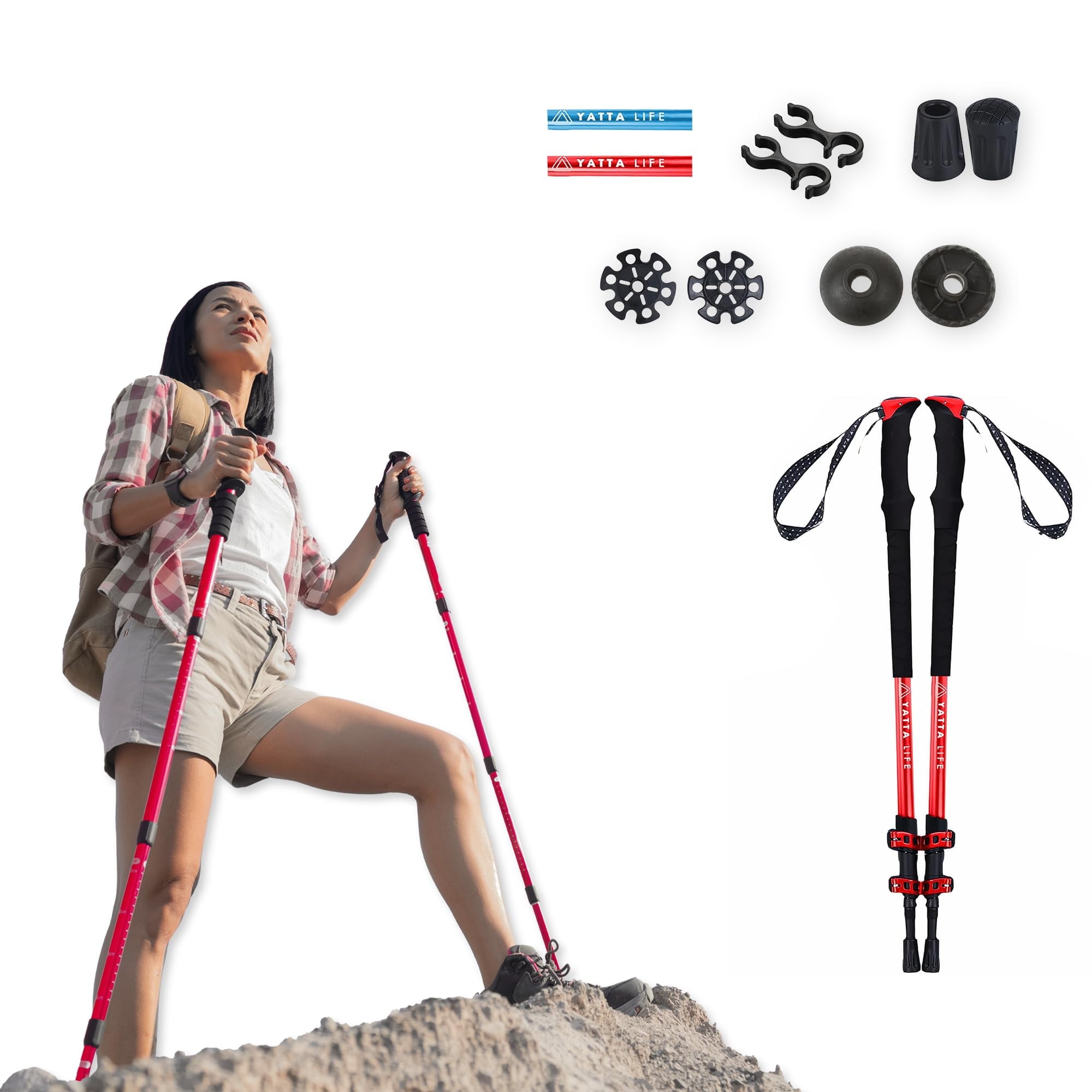 Yatta Life Adventure Pro Trekking Poles for Hiking, Walking Sticks for ...