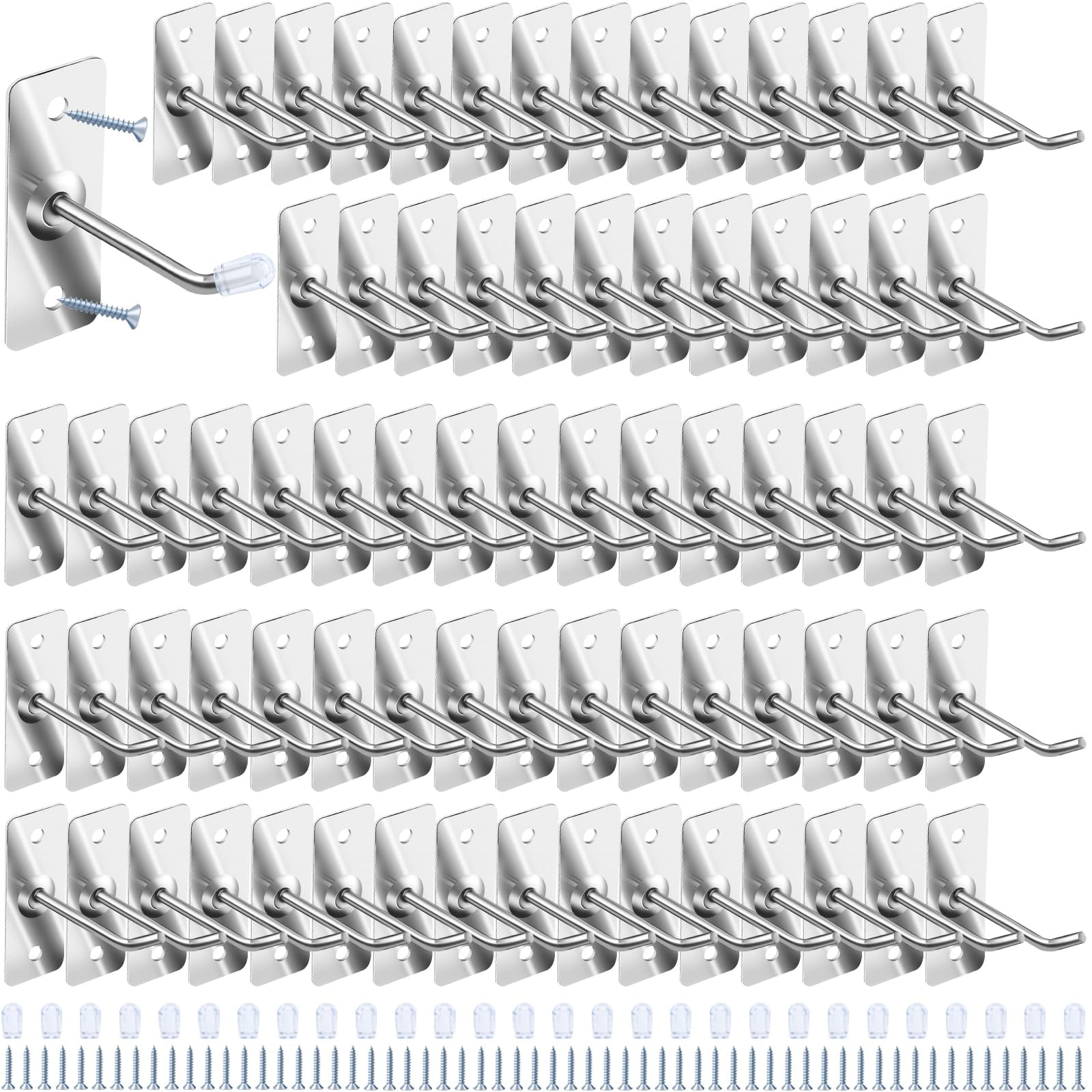 Yauhar 40 Pcs 2"/5CM Stainless Steel Wall Mounted Hooks with Protective ...