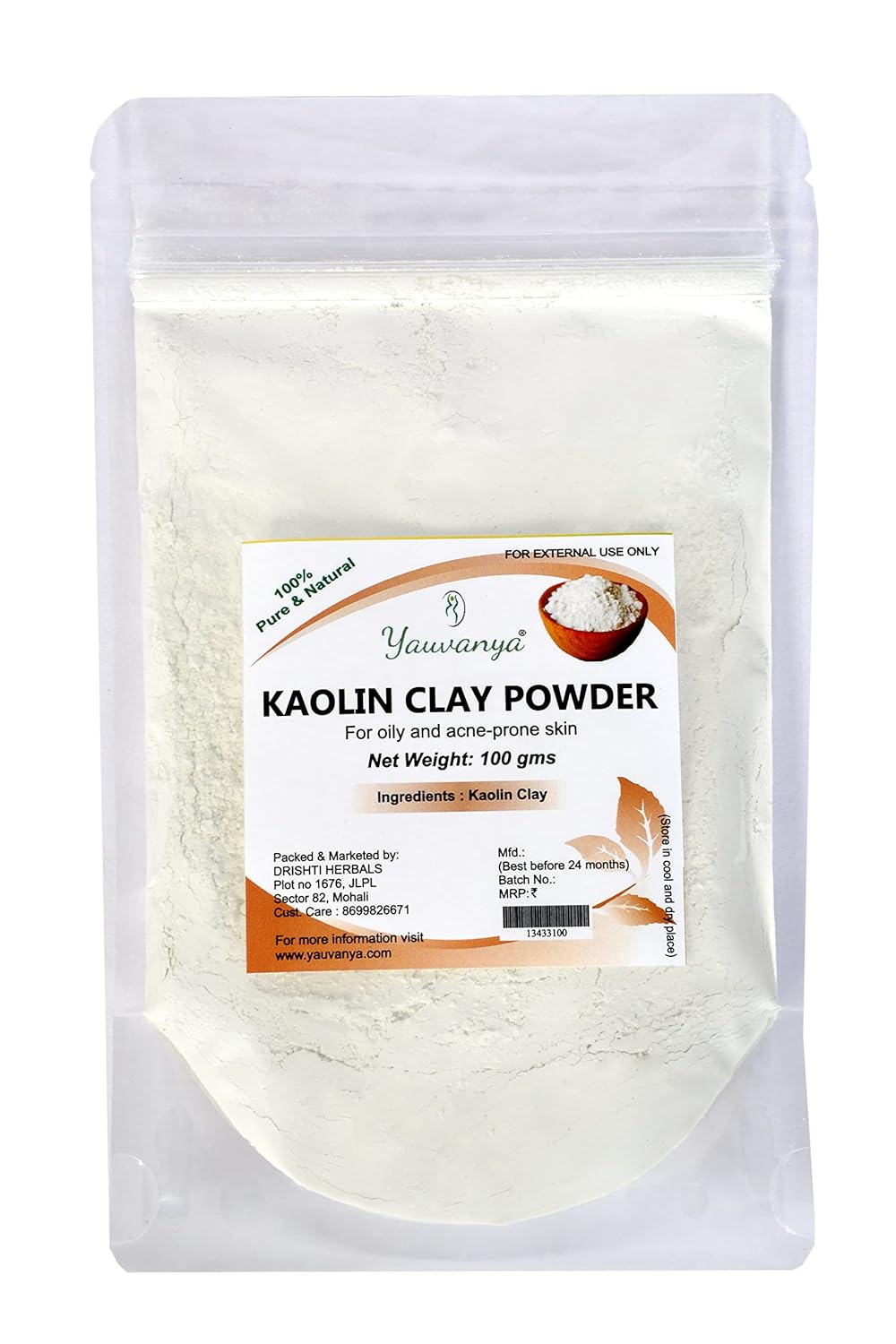 Yauvanya Natural White Kaolin Clay Powder/China Clay | Facial Clay Mask ...