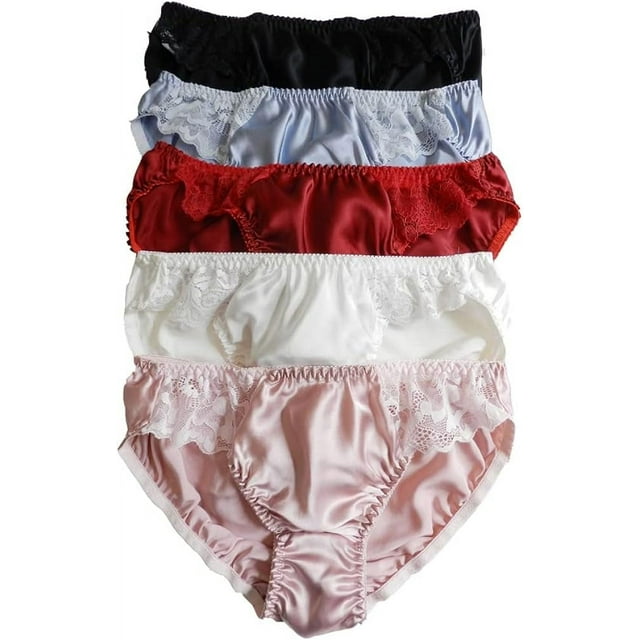 Yavorrs 5PCS Women 100% Silk bikini Lace Panties briefs - Walmart.com