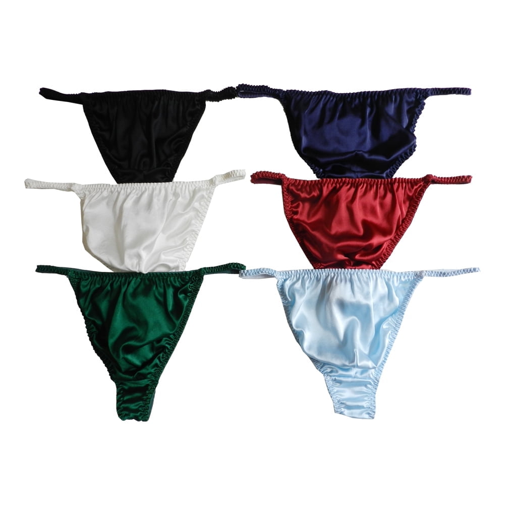Yavorrs 6pcs Men's Silk Thongs Panties Sexy T-Back Mens Underwear ...