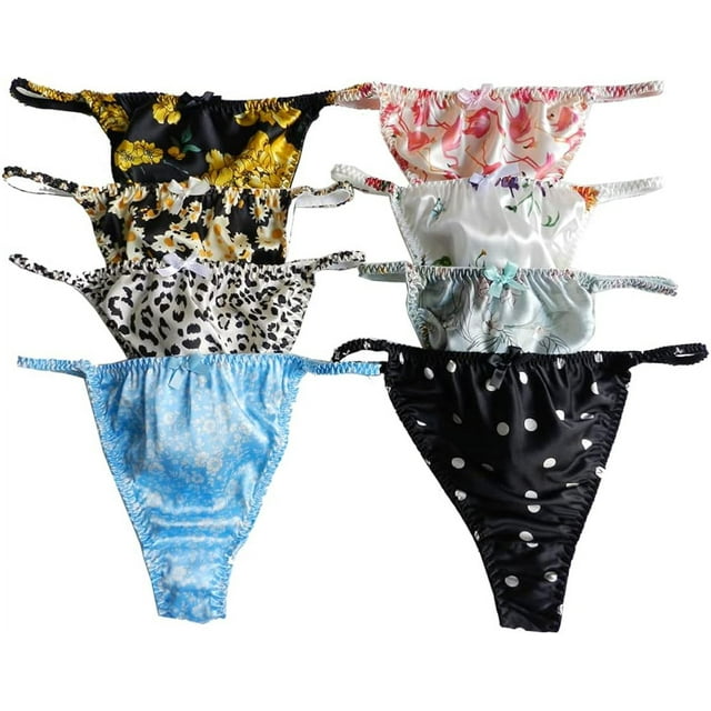Yavorrs 8pcs Womens Silk Thong Panties Sexy G String Thongs T Back ...