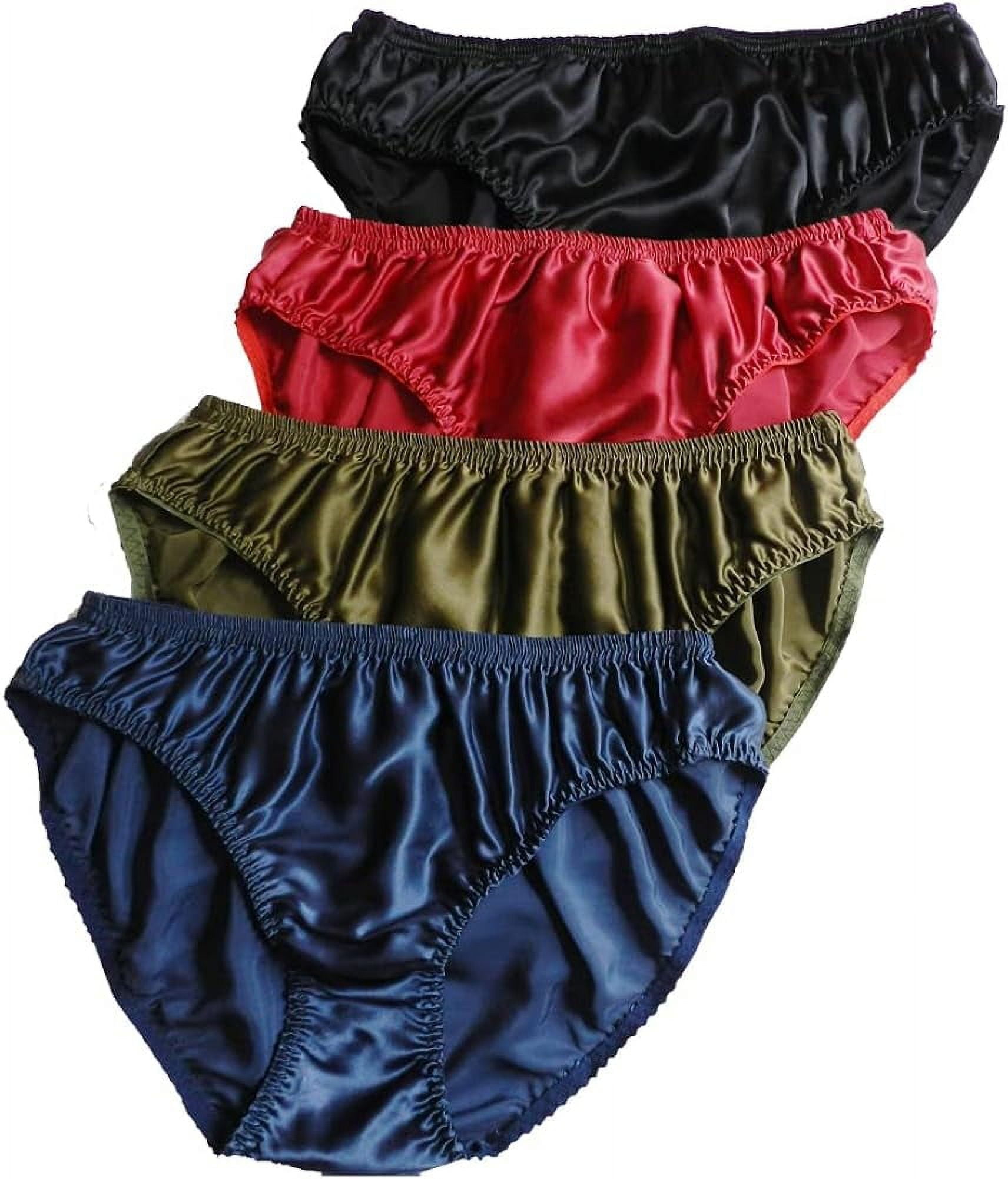 Yavorrs Men's 100% Pure Silk Underwear, Bikini Briefs Panties, Double ...