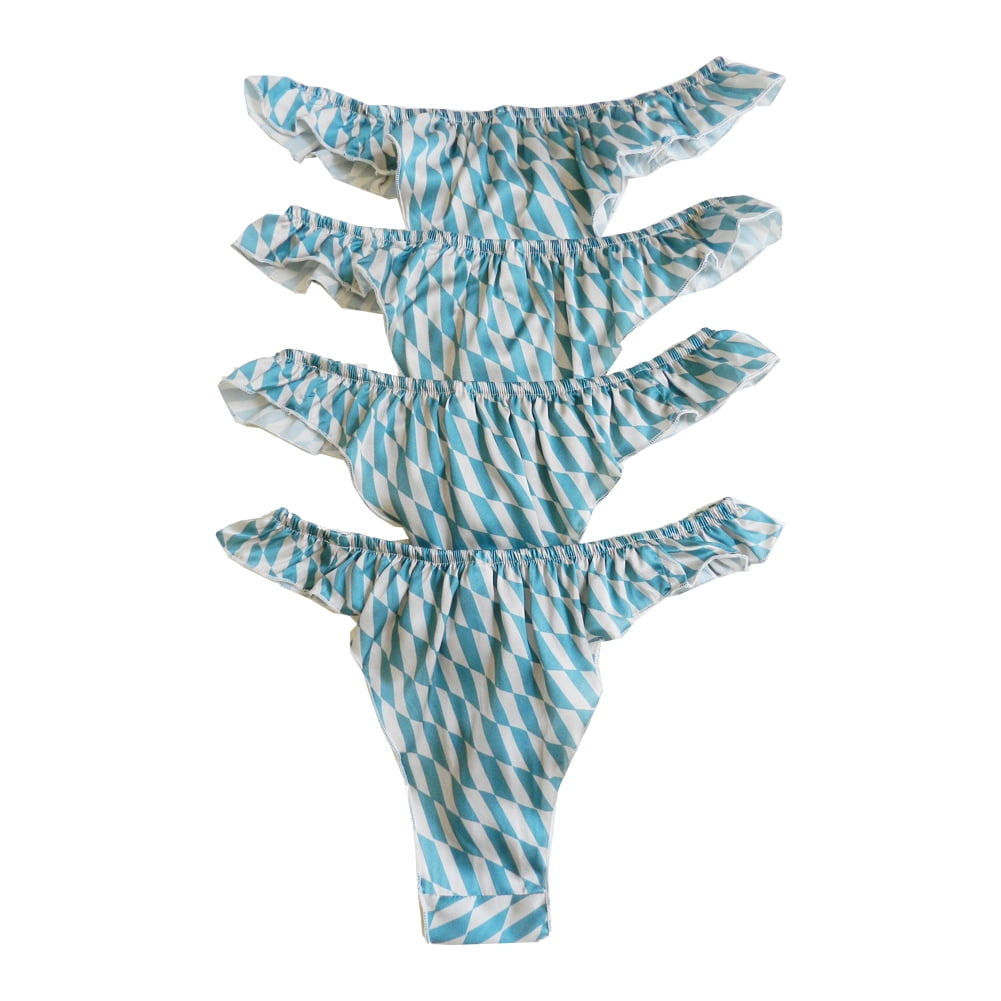 Yavorrs Women's Silk Panties Satin Thongs Ruffle Underwear flower ...