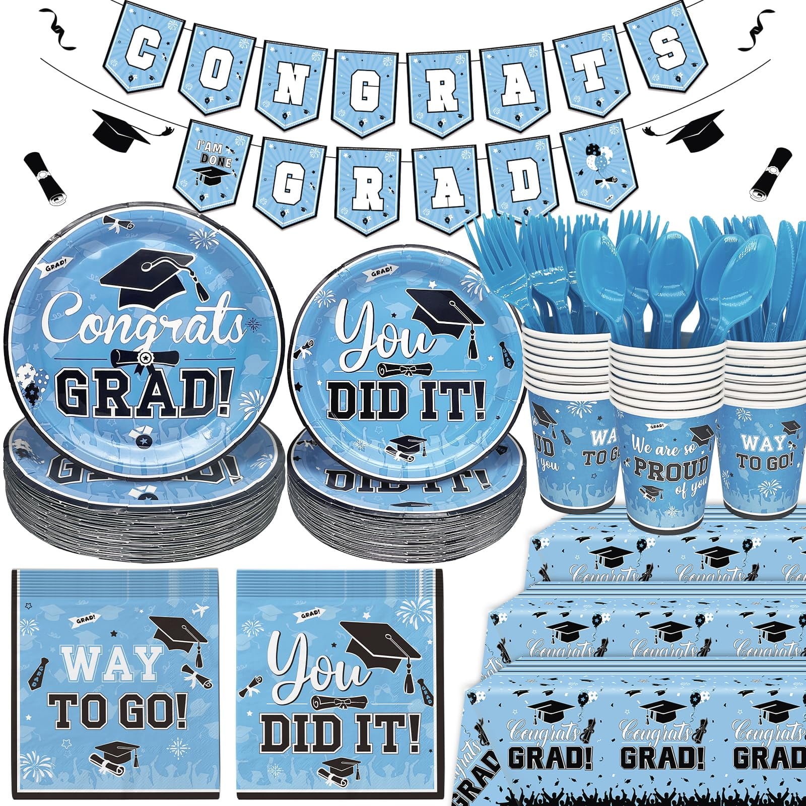 Yavxzvbw 183Pcs Light Blue MMF7 2025 Graduation Decorations Graduation ...