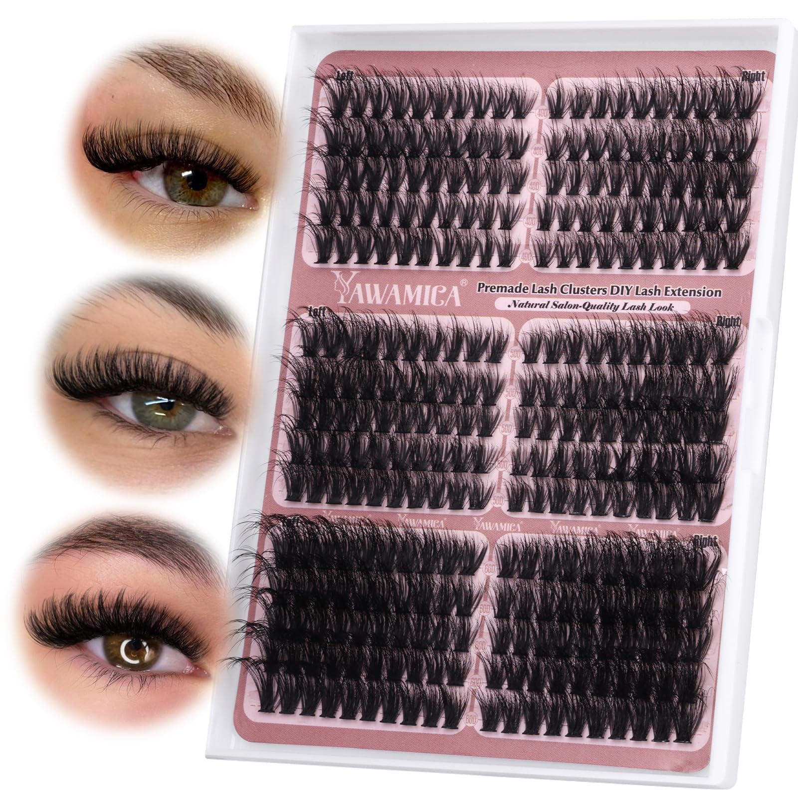 Yawamica Cat Eye Lash IFF17 Clusters Fluffier Cluster Extensions Wispy ...