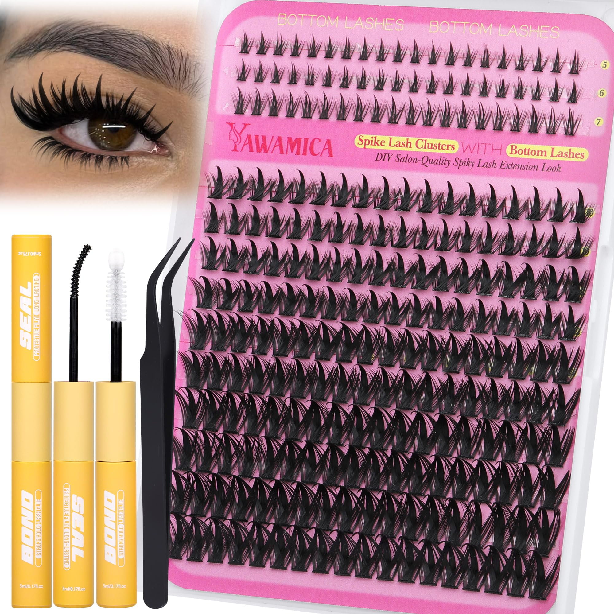 Yawamica Lash Clusters Kit AIF9 Wispy Eyelash Clusters Spikes and ...