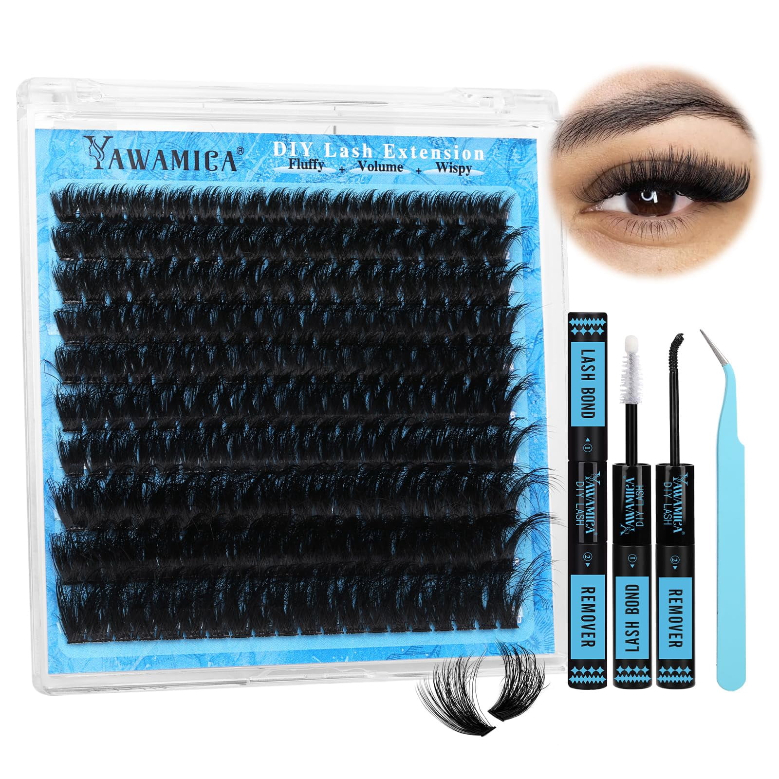 Yawamica Lash Clusters Kit OLF24 200D Fluffier Volume Eyelash ...