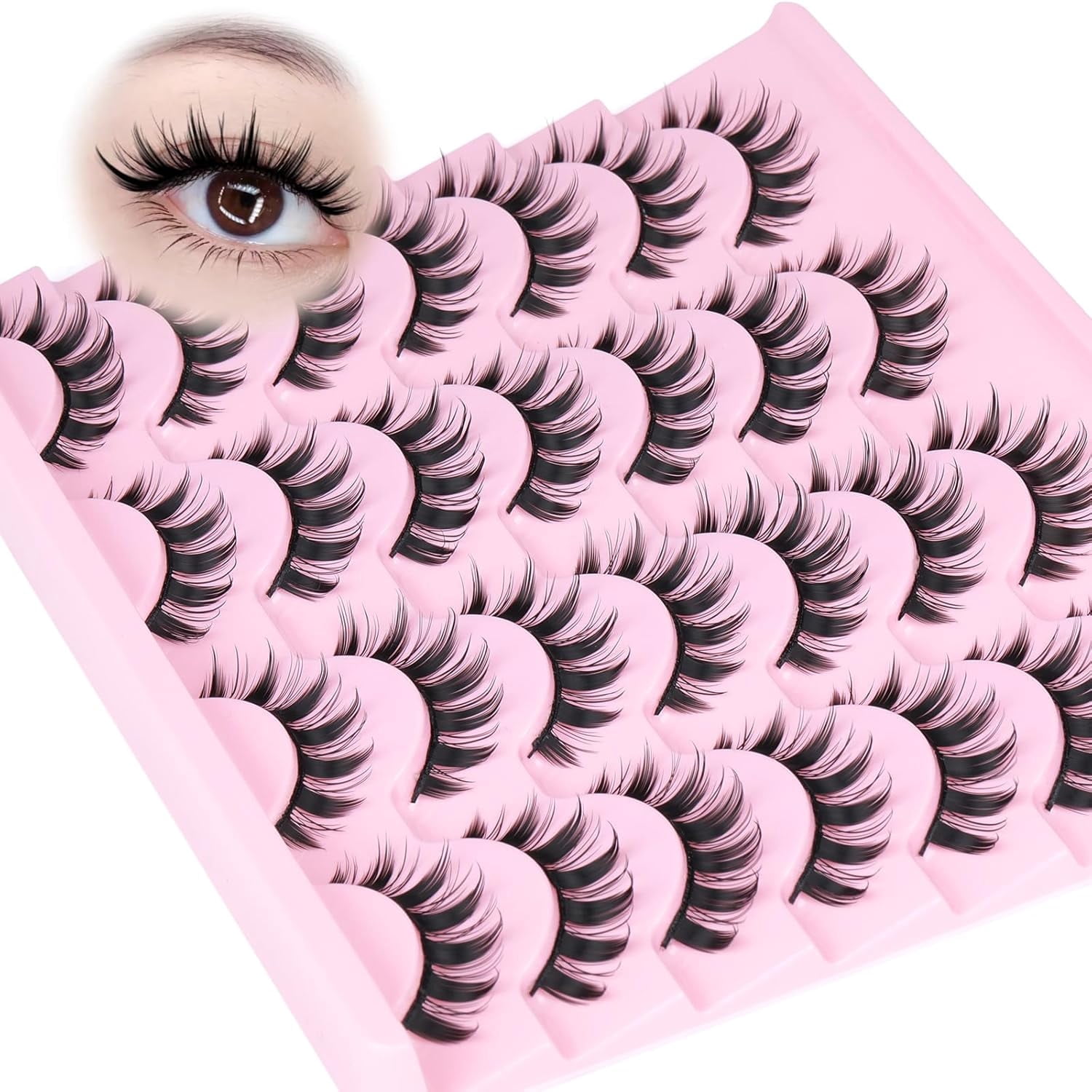 Wispy Manga Lashes 8D Thick & Spiky False Eyelashes 15mm Doll Lashes ...