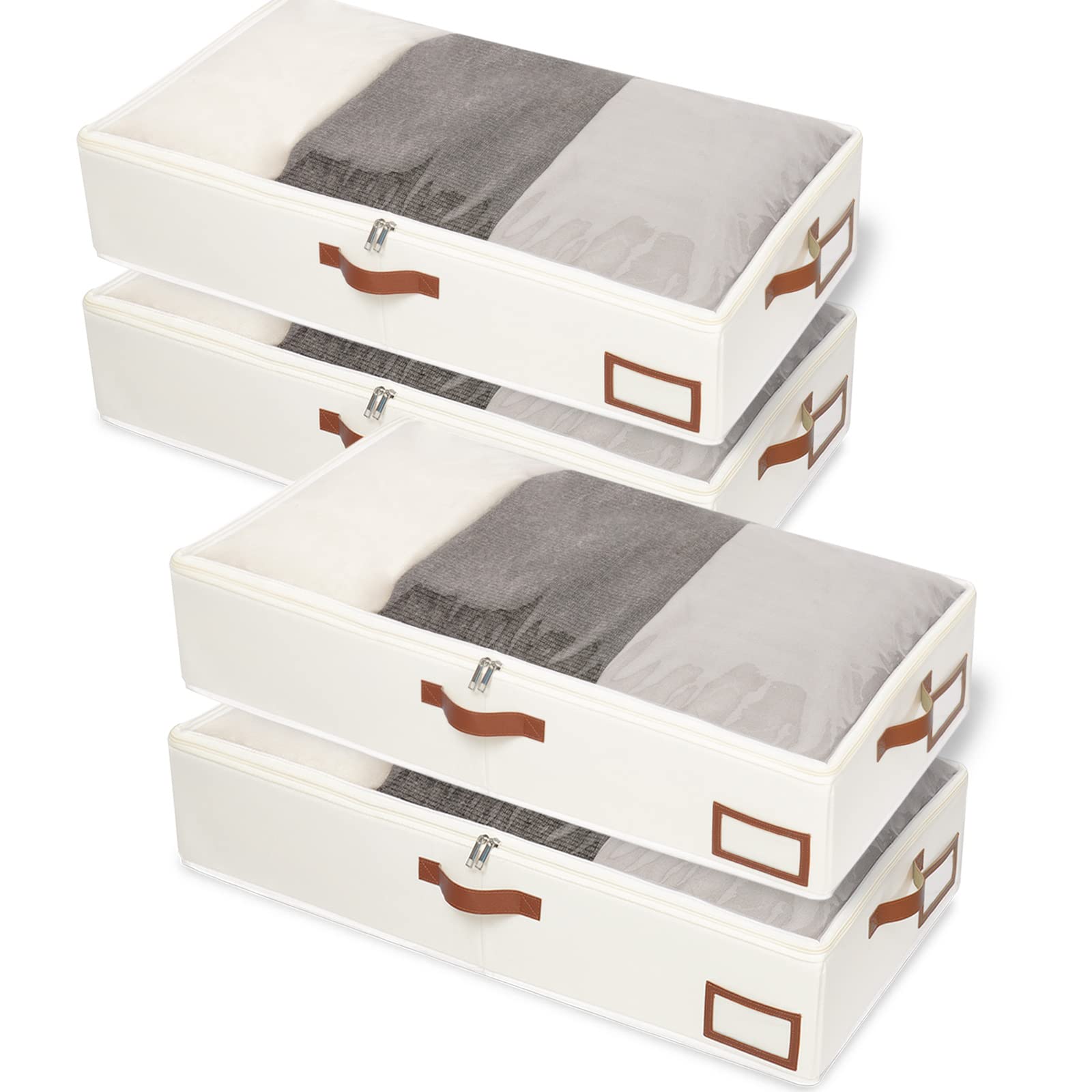 Yawinhe Under Bed Storage Containers, 4 Pack, Bin with Lids ...