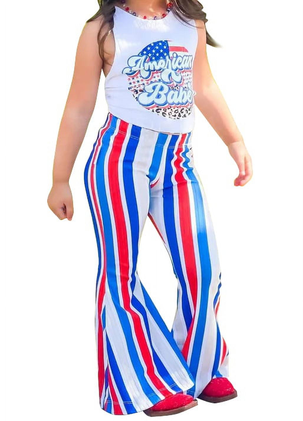 Yawoo Haan Sleeveless Tank Top Stripes Flared Pant Outfit Set (Big ...