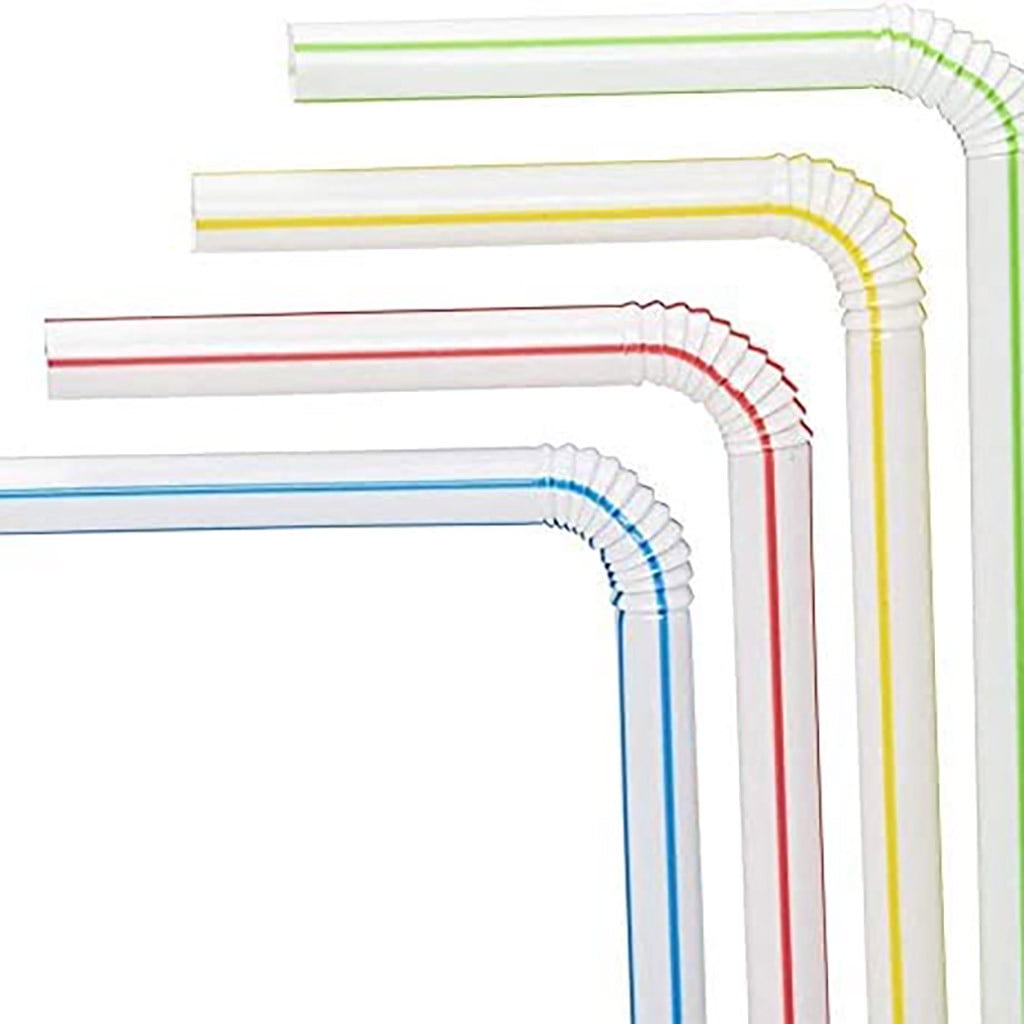 Yawots 100Pcs Plastic Drinking Straws Disposable Colored Elbow Material ...
