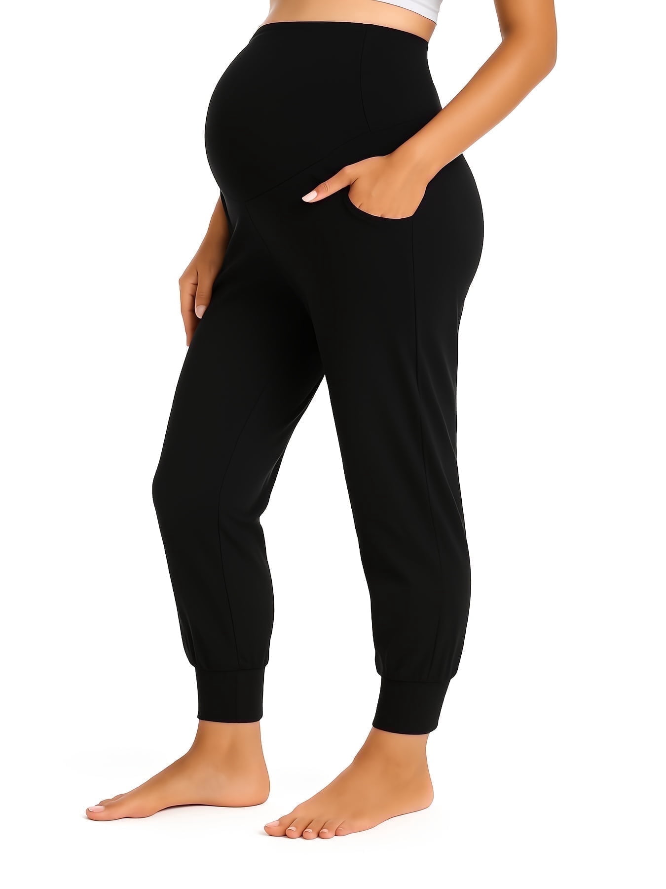 Yawrut Women Pregnant Women High Waist Support Side Pocket Bunched feet ...