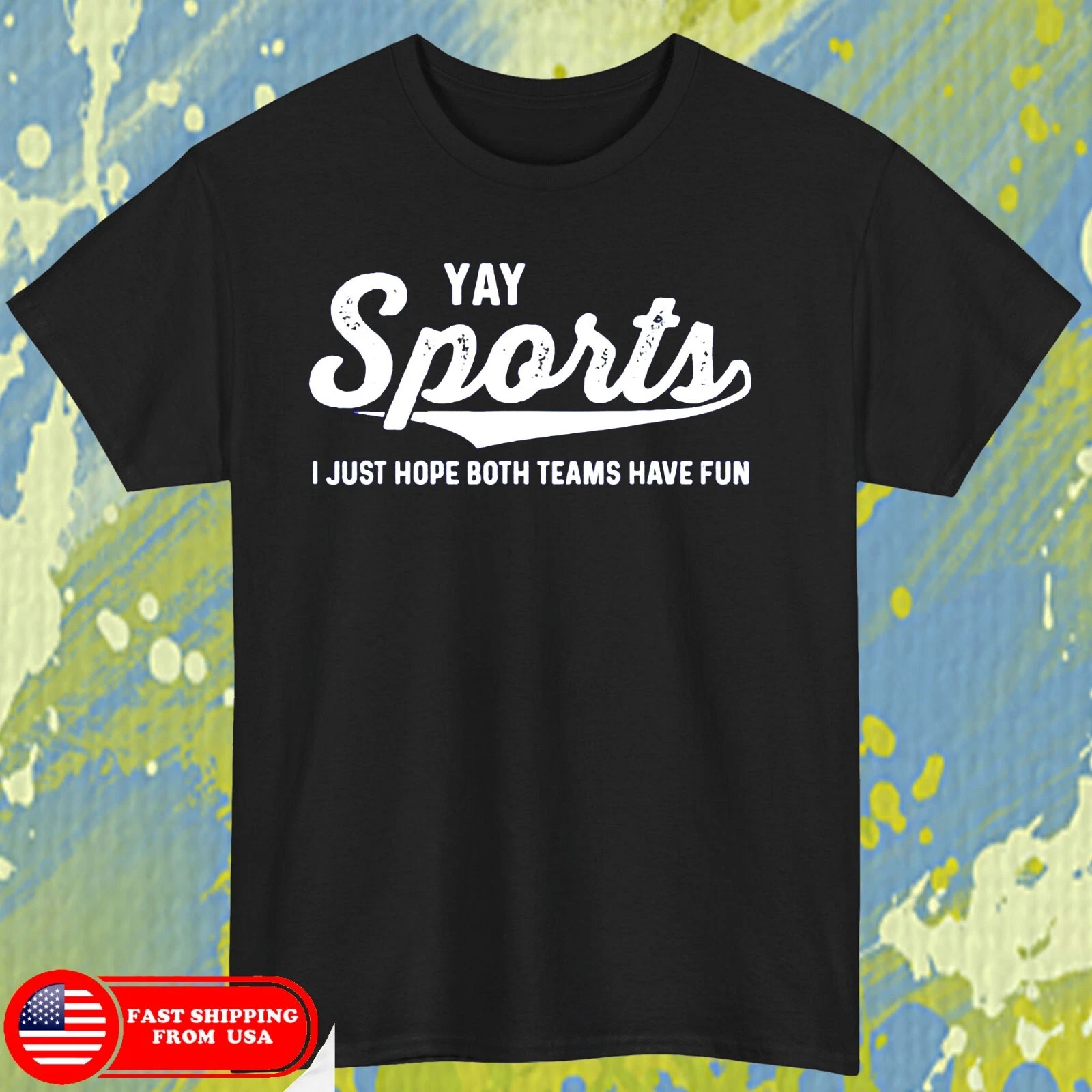 Yay Go Sports Team Funny logo Black tshirt size L - Walmart.com