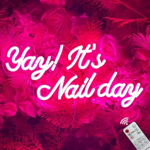 Yay It's Nail Day Neon LED Sign With Timing Remote, Pink Salon Room ...