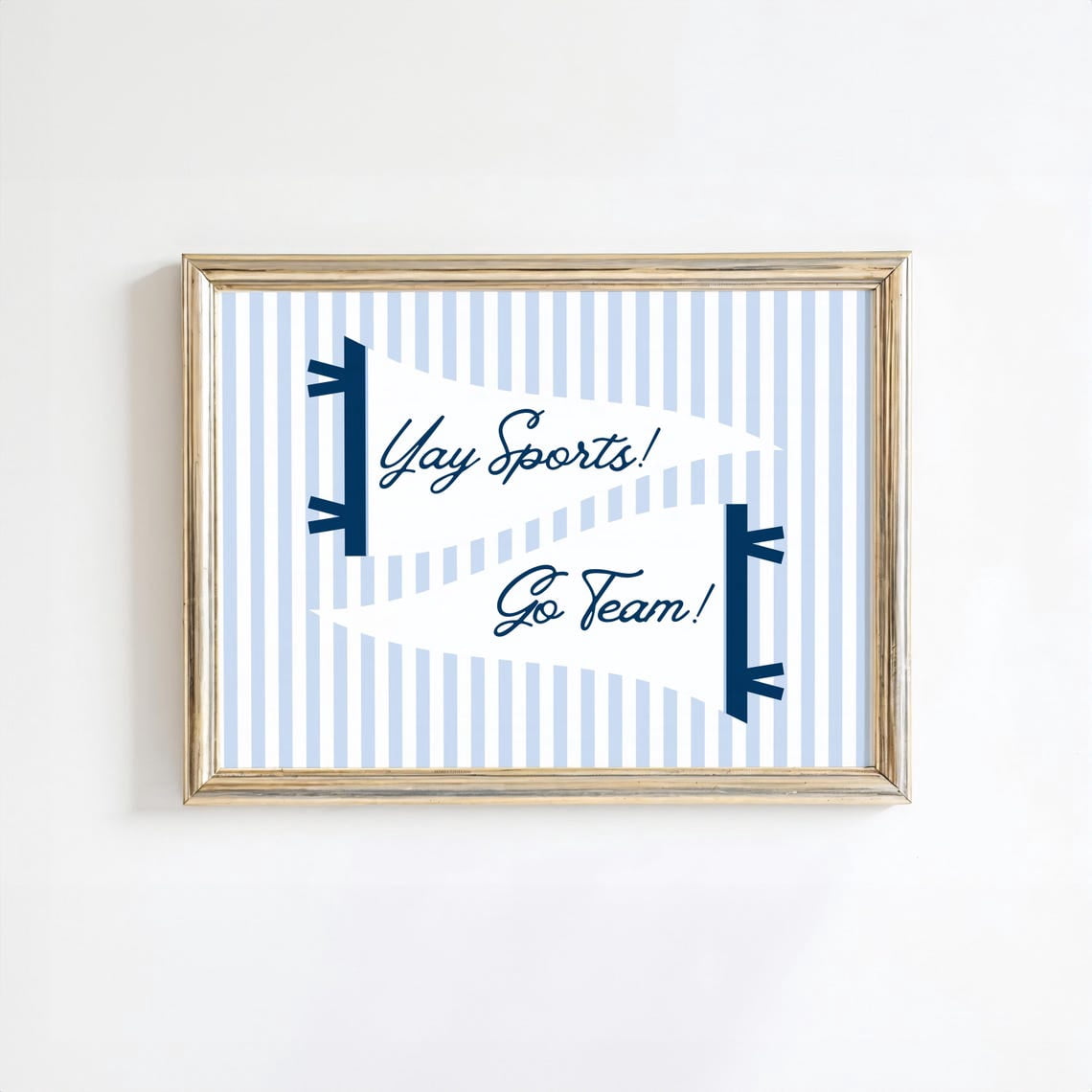 Yay Sports Go Team Pennants Print, College Dorm Pennants Print, Blue ...