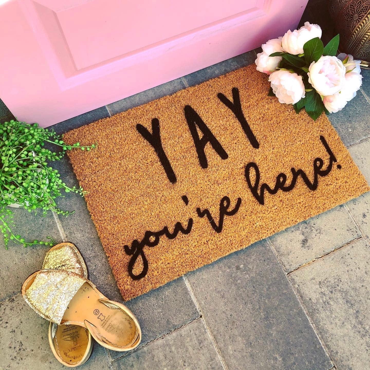 Yay You're Here Welcome Doormat Absorbent Non-Slip Floor Mat Bathroom ...