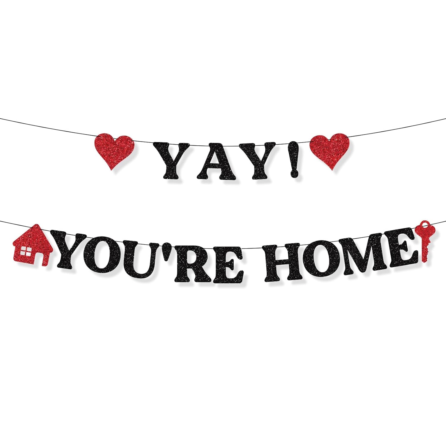 Yay! You're Home Banner, Glitter Welcome Back Banner Pre-Strung ...