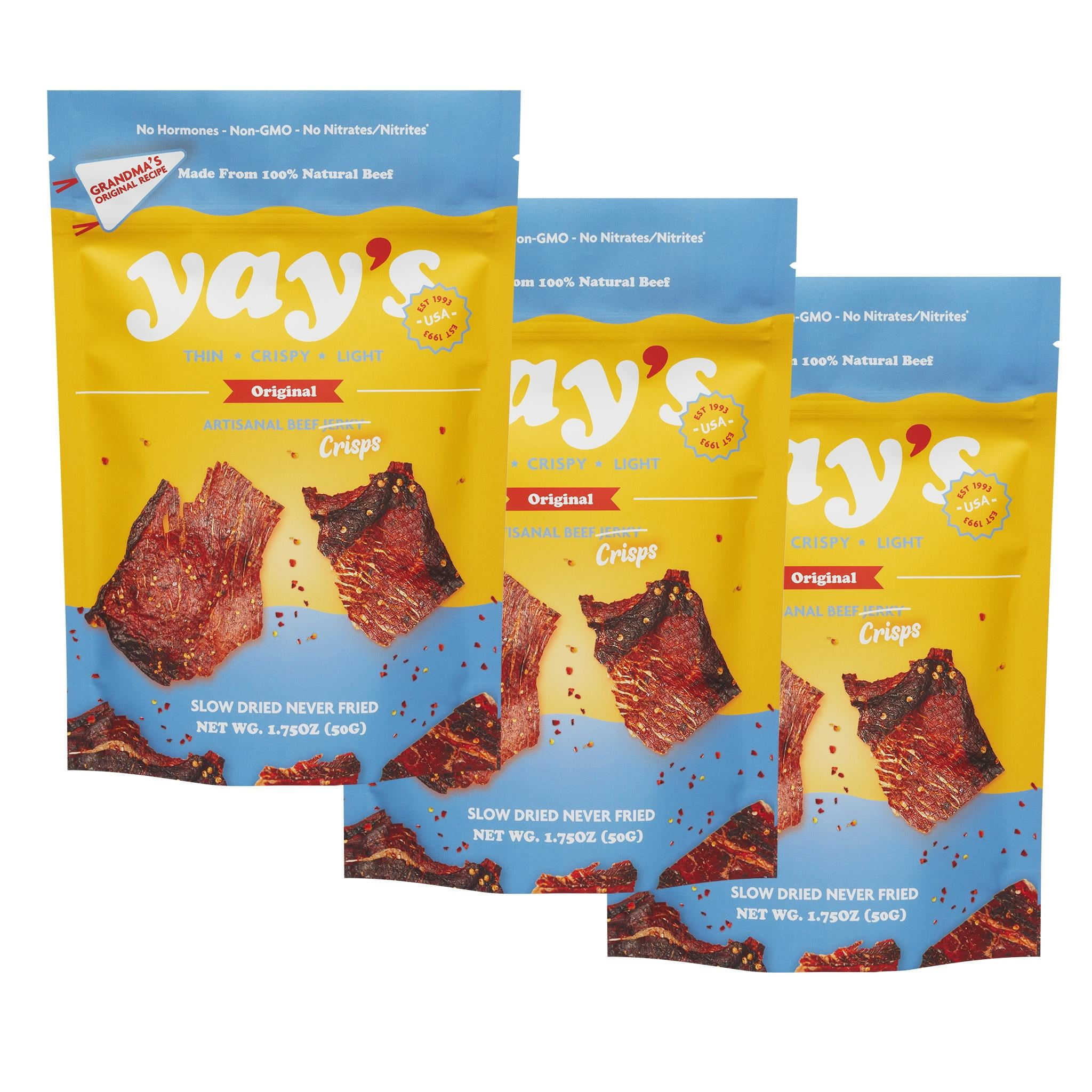 Yay's Original Sweet and Spicy Beef Crisps 100% Prime Beef Crispy Jerky ...