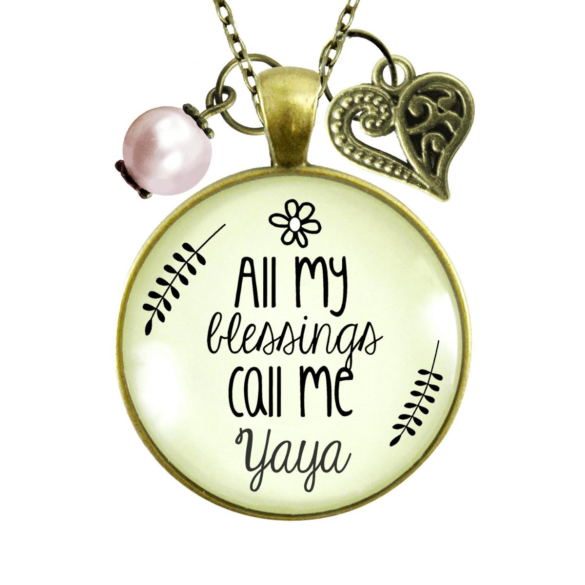 Yaya Necklace My Blessings Gutsy Goodness Greek Grandma Gift Adult ...