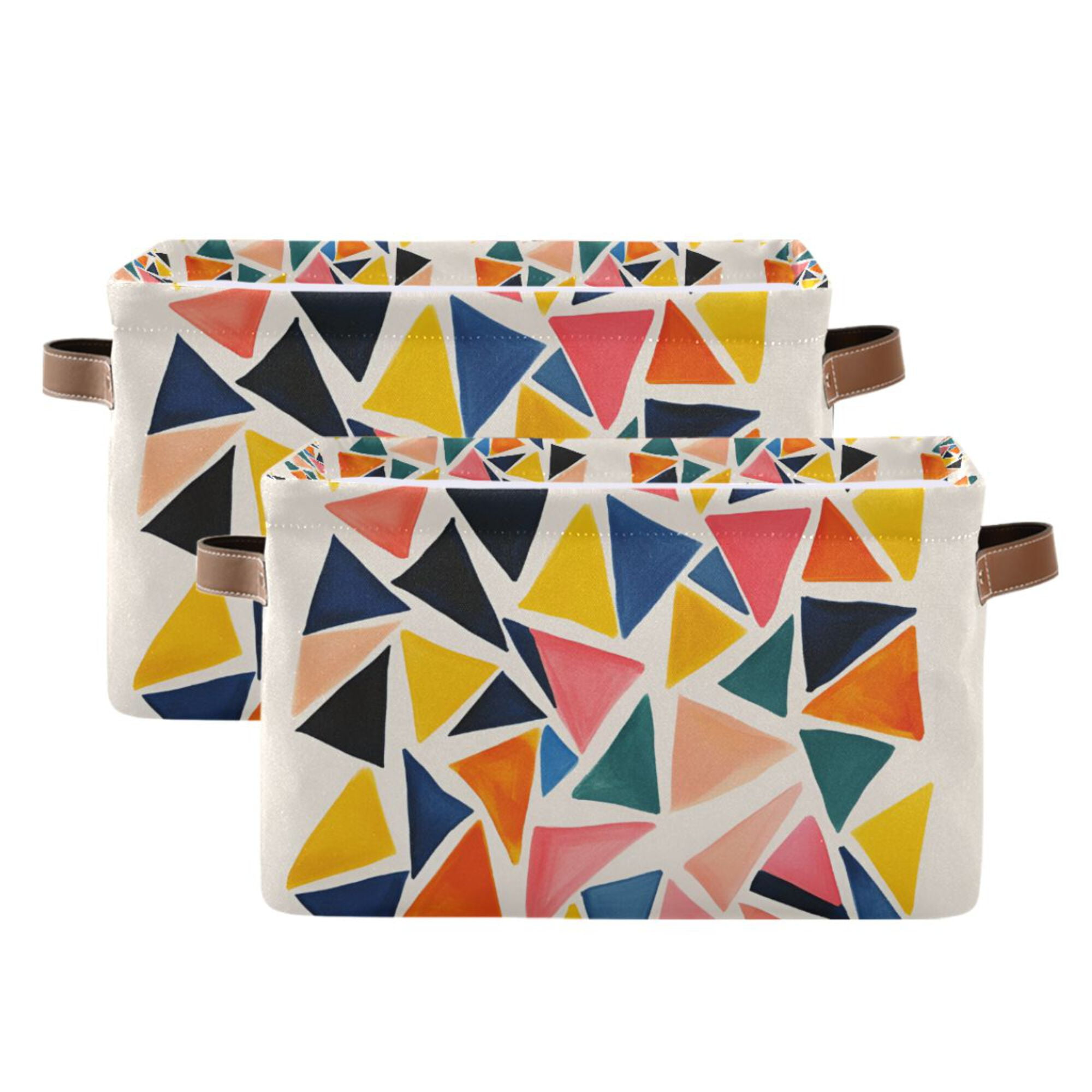 Yayeee 2 Pack Canvas Storage Basket with Handles for Shelves Fabric ...