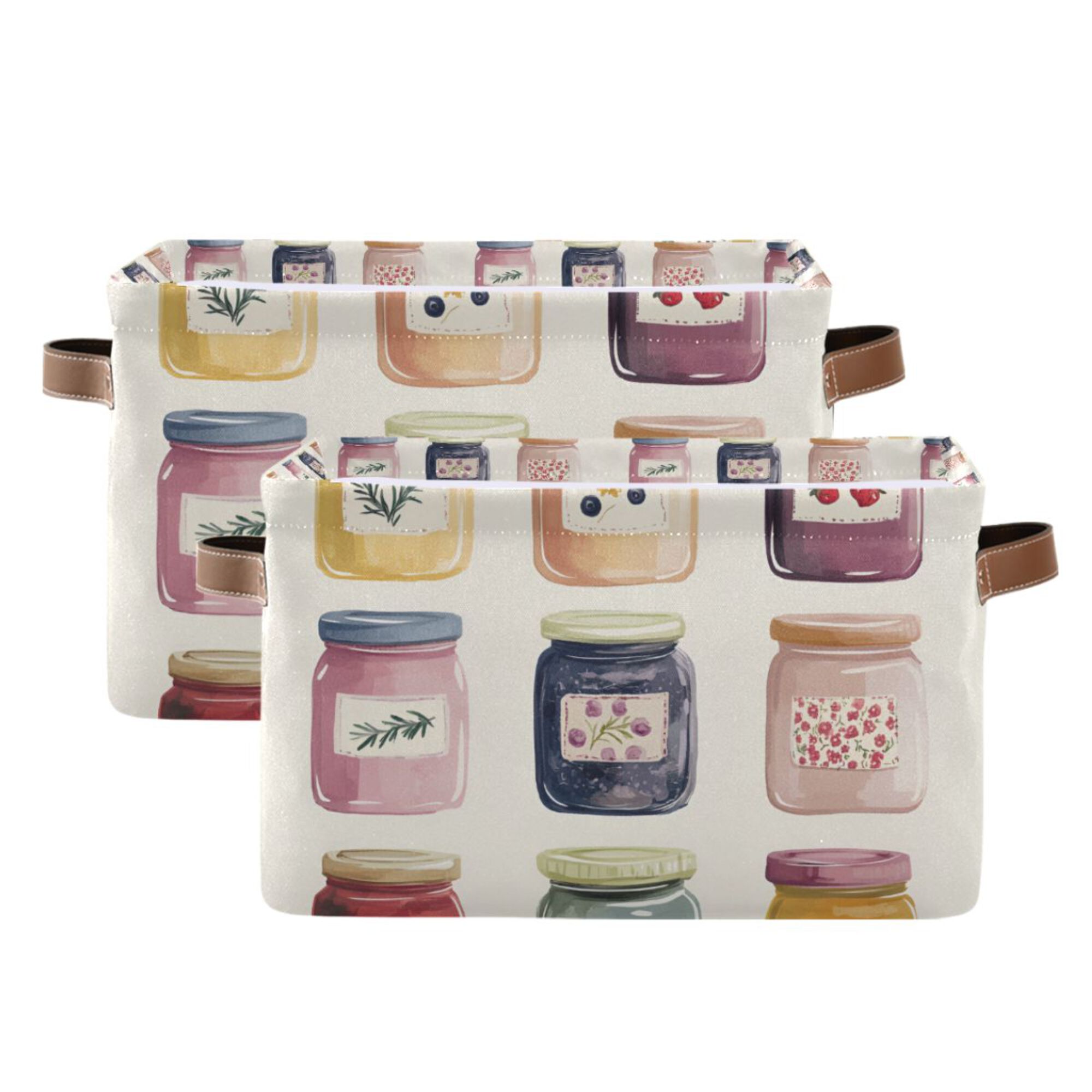Yayeee 2 Pack Canvas Storage Basket with Handles for Shelves Fabric ...