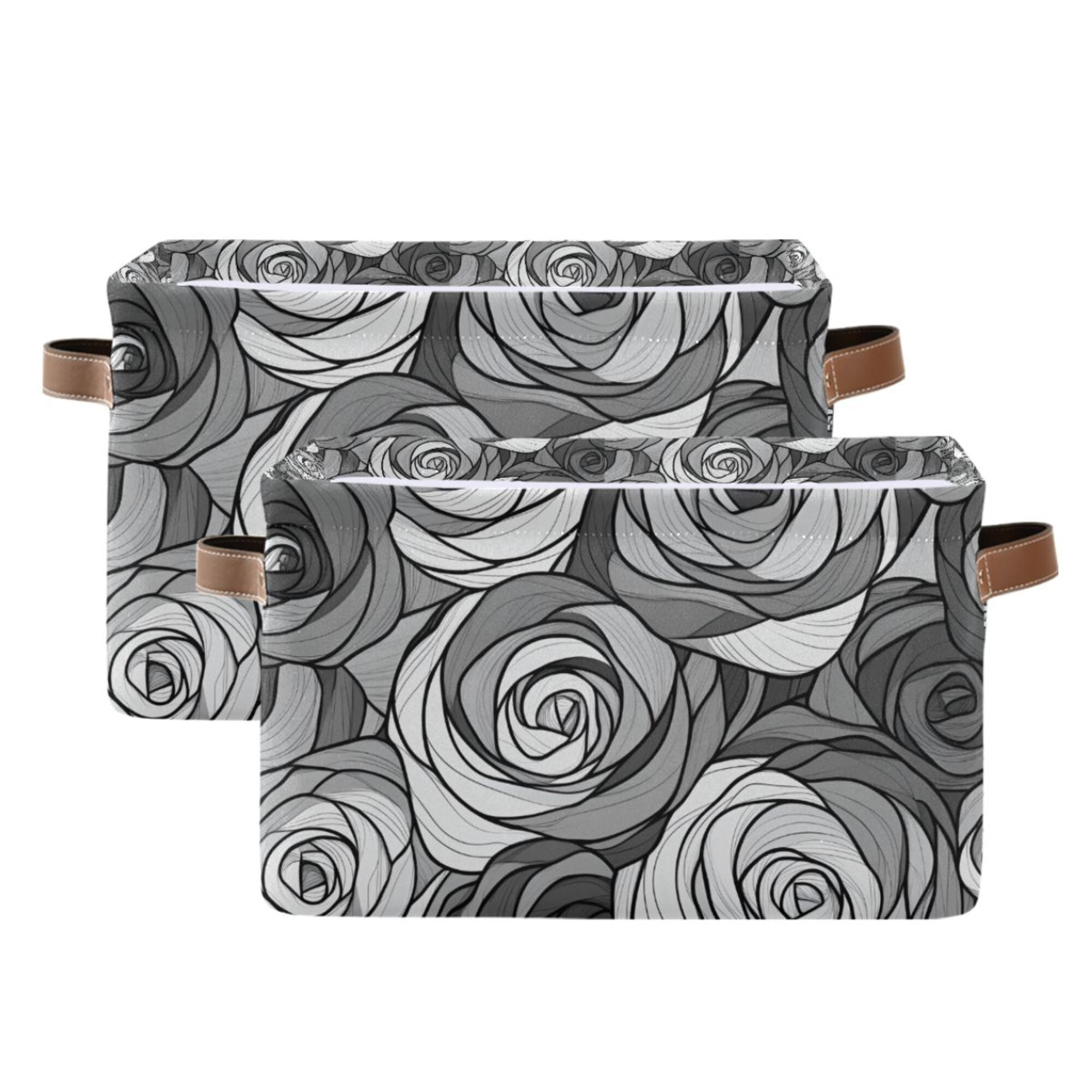 Yayeee 2 Pack Canvas Storage Basket with Handles for Shelves Fabric ...