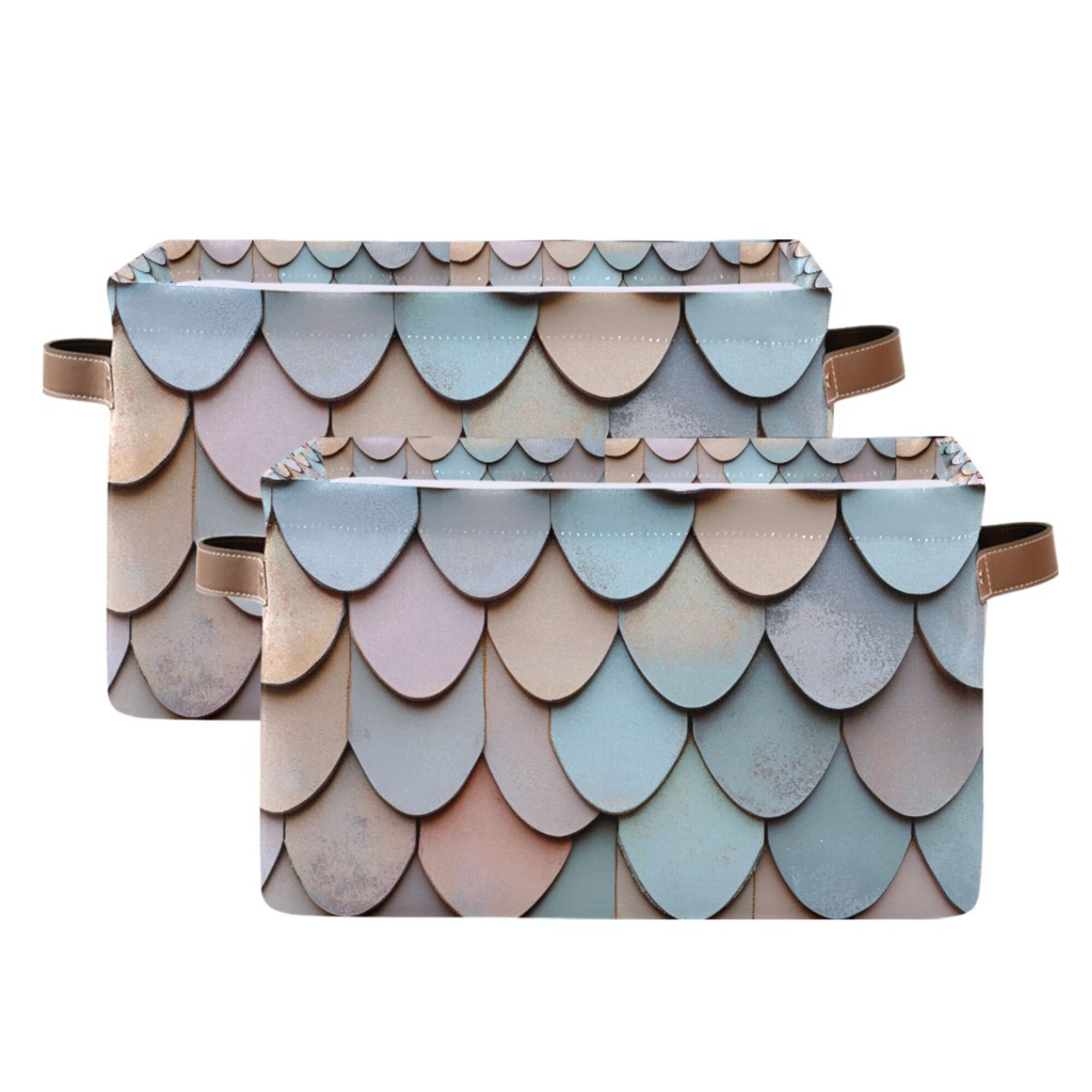 Yayeee 2 Pack Canvas Storage Basket with Handles for Shelves Fabric ...