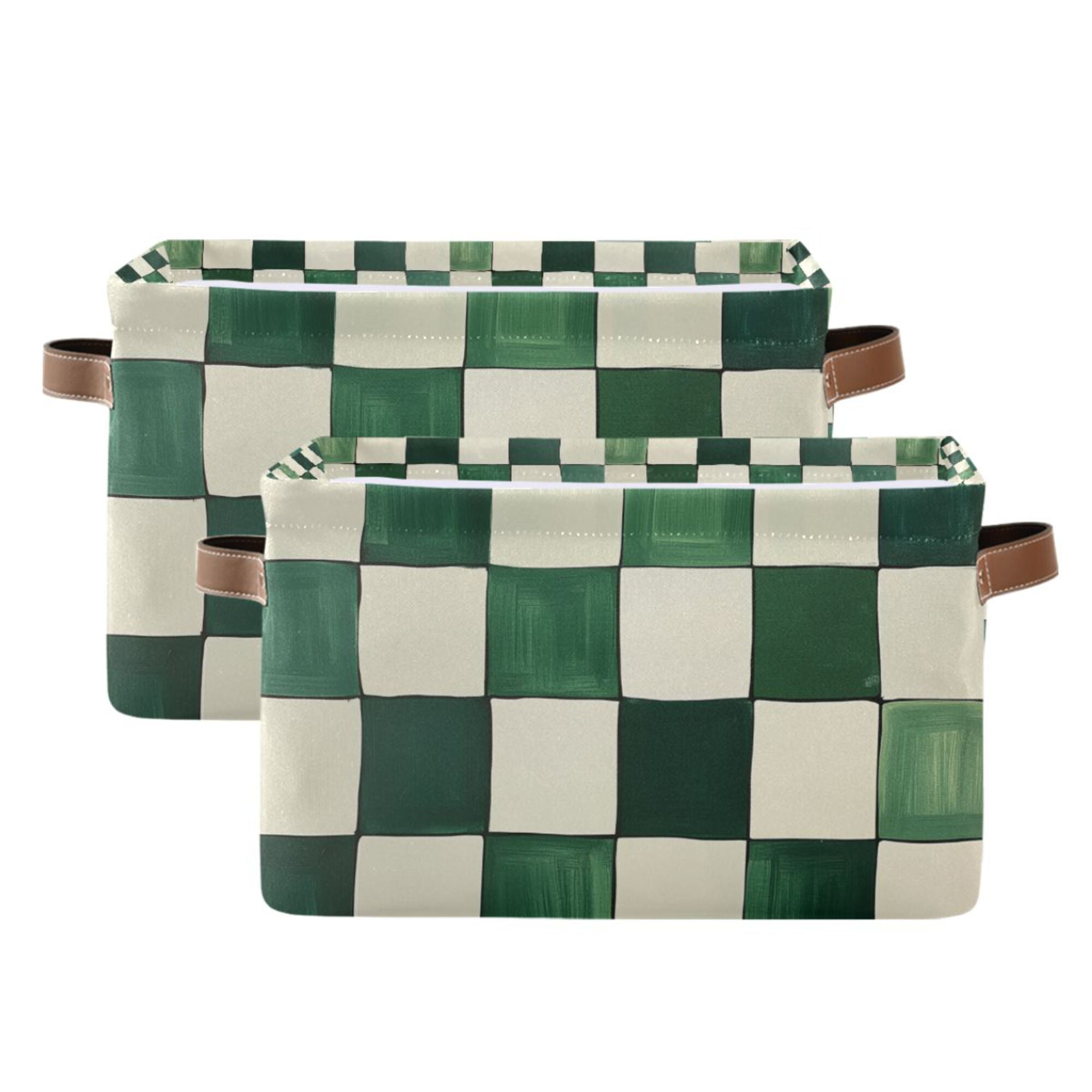 Yayeee 2 Pack Canvas Storage Basket with Handles for Shelves Fabric ...