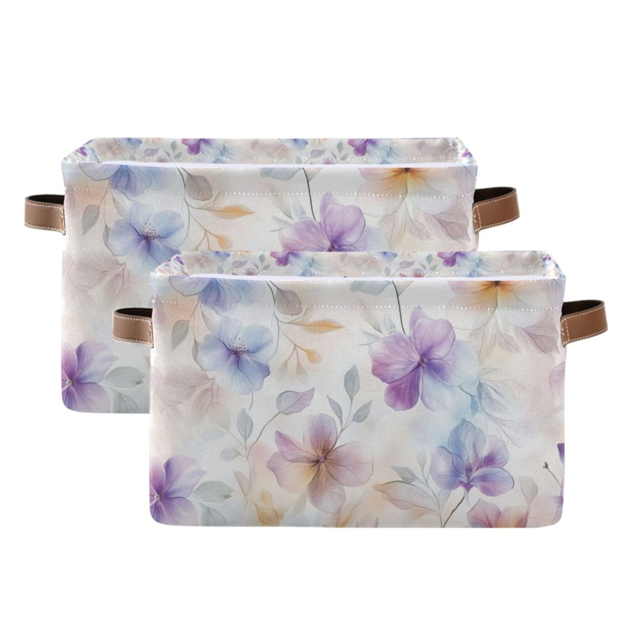 Yayeee 2 Pack Canvas Storage Basket with Handles for Shelves Fabric ...