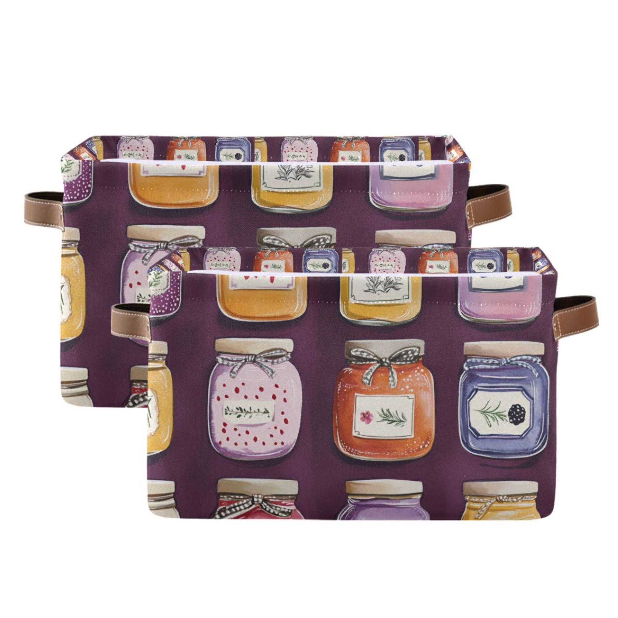 Yayeee 2 Pack Canvas Storage Basket with Handles for Shelves Fabric ...