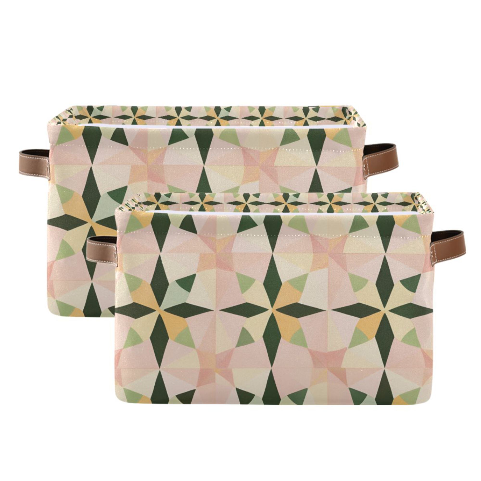 Yayeee 2 Pack Canvas Storage Basket with Handles for Shelves Fabric ...